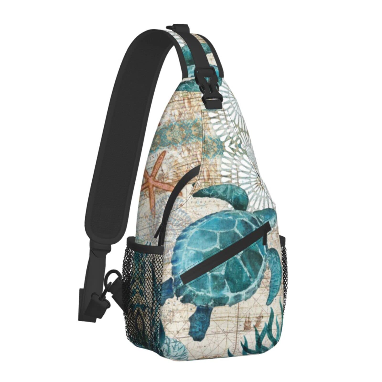 Sea Turtle Sling Bag Backpack - Crossbody Shoulder Chest Bags Unisex for Travel Casual Hiking with Adjustable Strap for Men Women