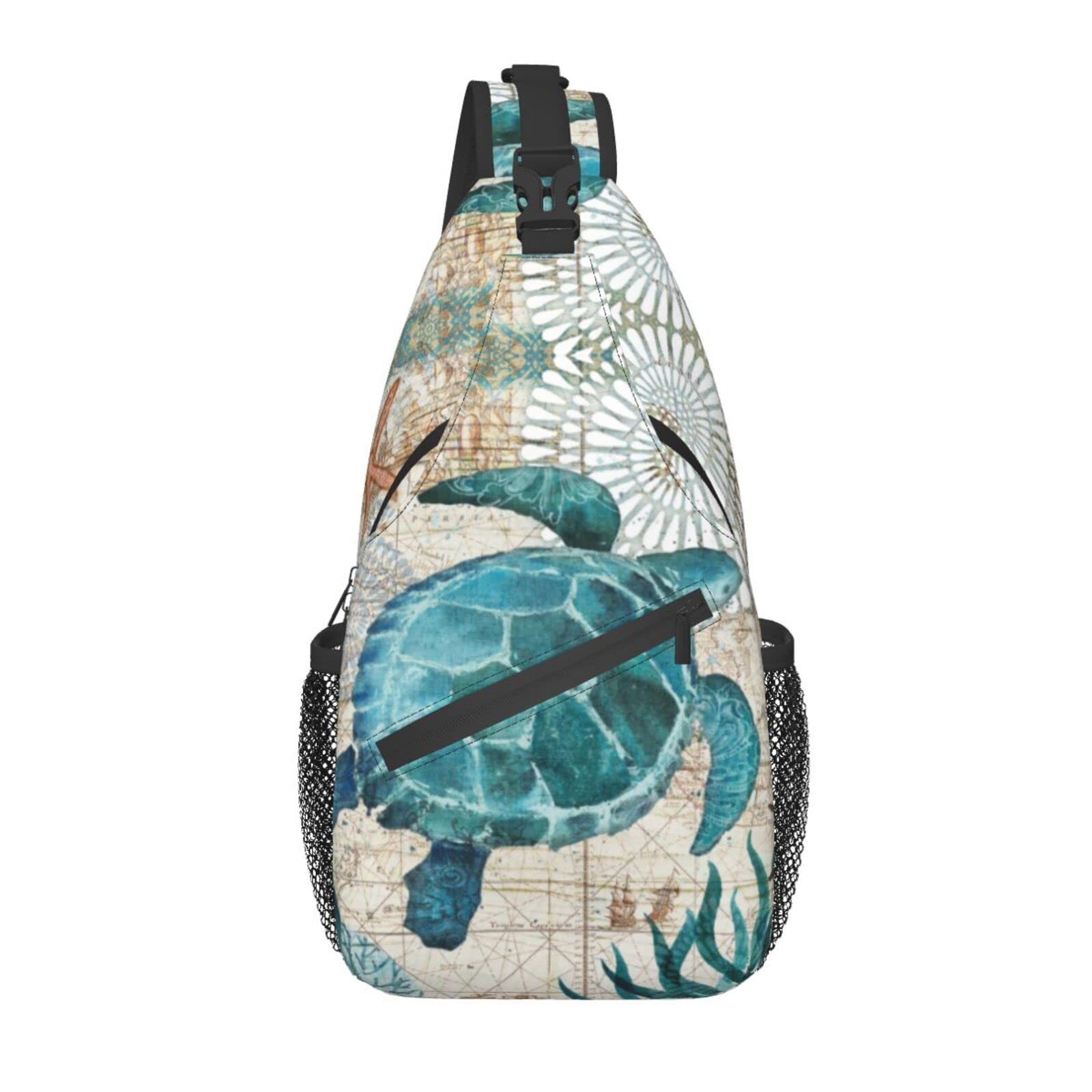 Sea Turtle Sling Bag Backpack - Crossbody Shoulder Chest Bags Unisex for Travel Casual Hiking with Adjustable Strap for Men Women