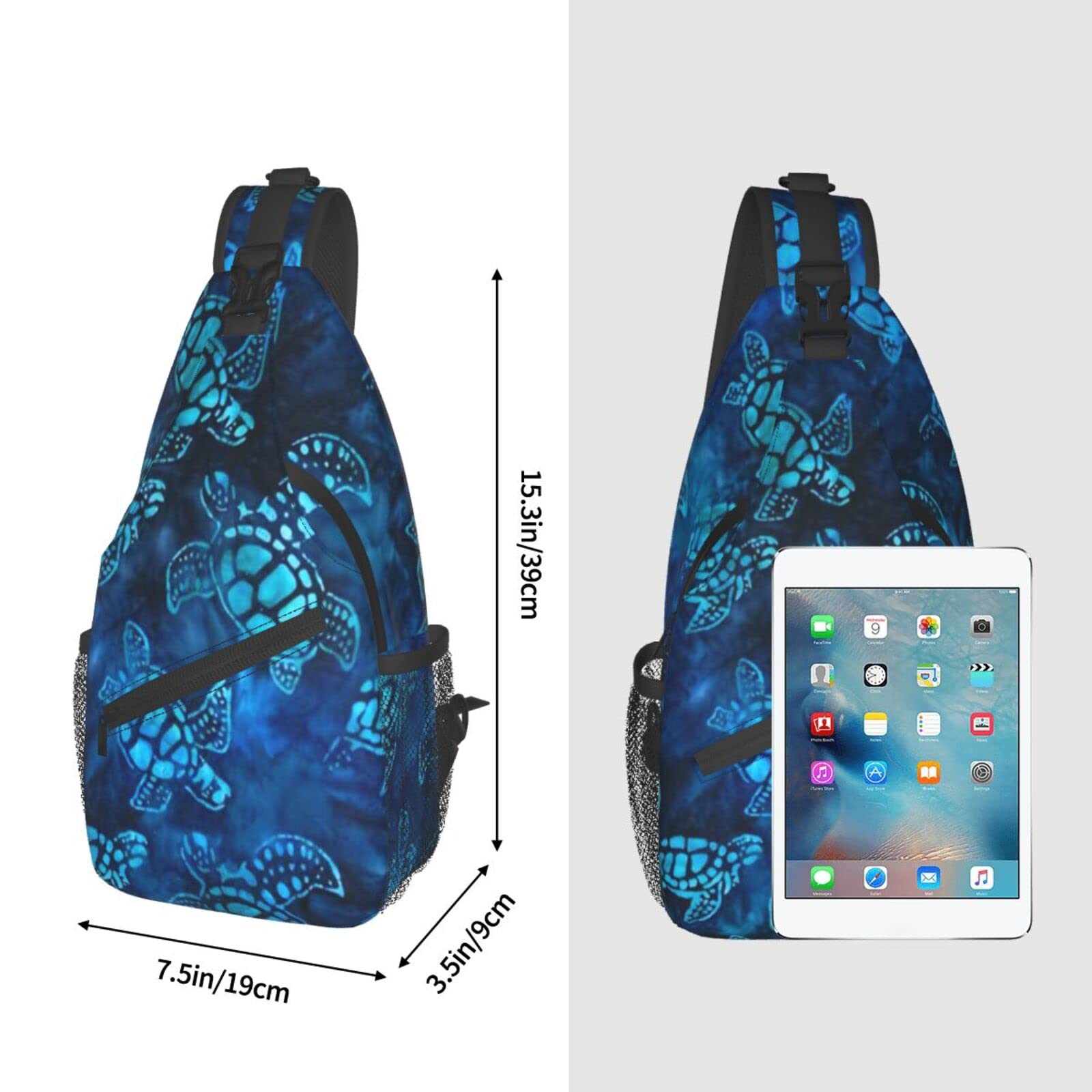 Sling Backpack,Crossbody Sling Bag For Men Women Travel Hiking Daypacks Pattern Rope Chest Shoulder Daypack (Sea Turtle)
