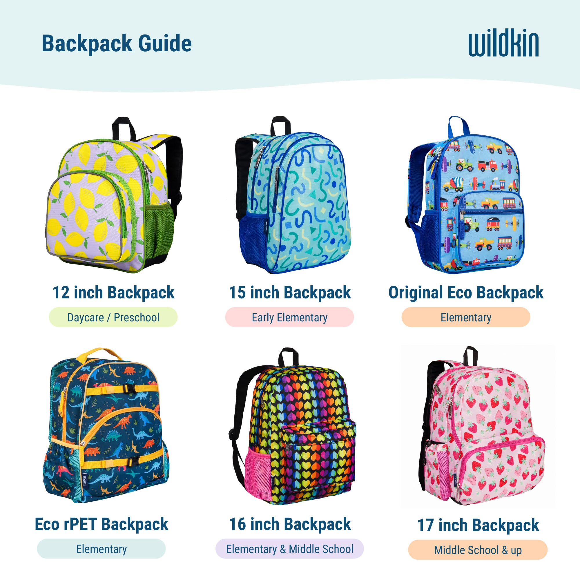 Wildkin 16-Inch Kids Backpack for Boys & Girls, Perfect for Elementary School Backpack, Features Padded Back & Adjustable Strap, Ideal Size for School & Travel Backpacks (Trains, Planes, and Trucks)