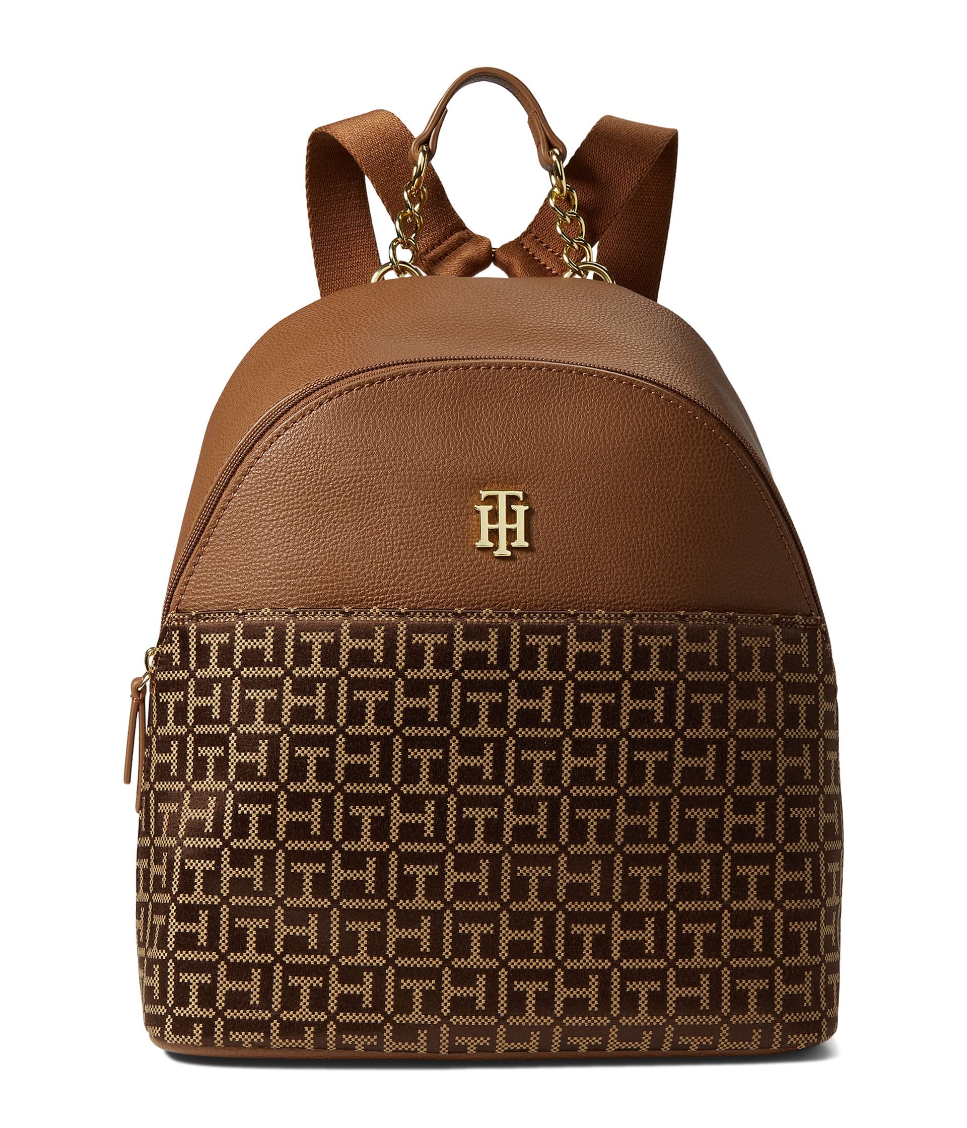 Tommy Hilfiger Antonella II Small Backpack Square Monogram Jacquard Chestnut/Tannin/Red One Size