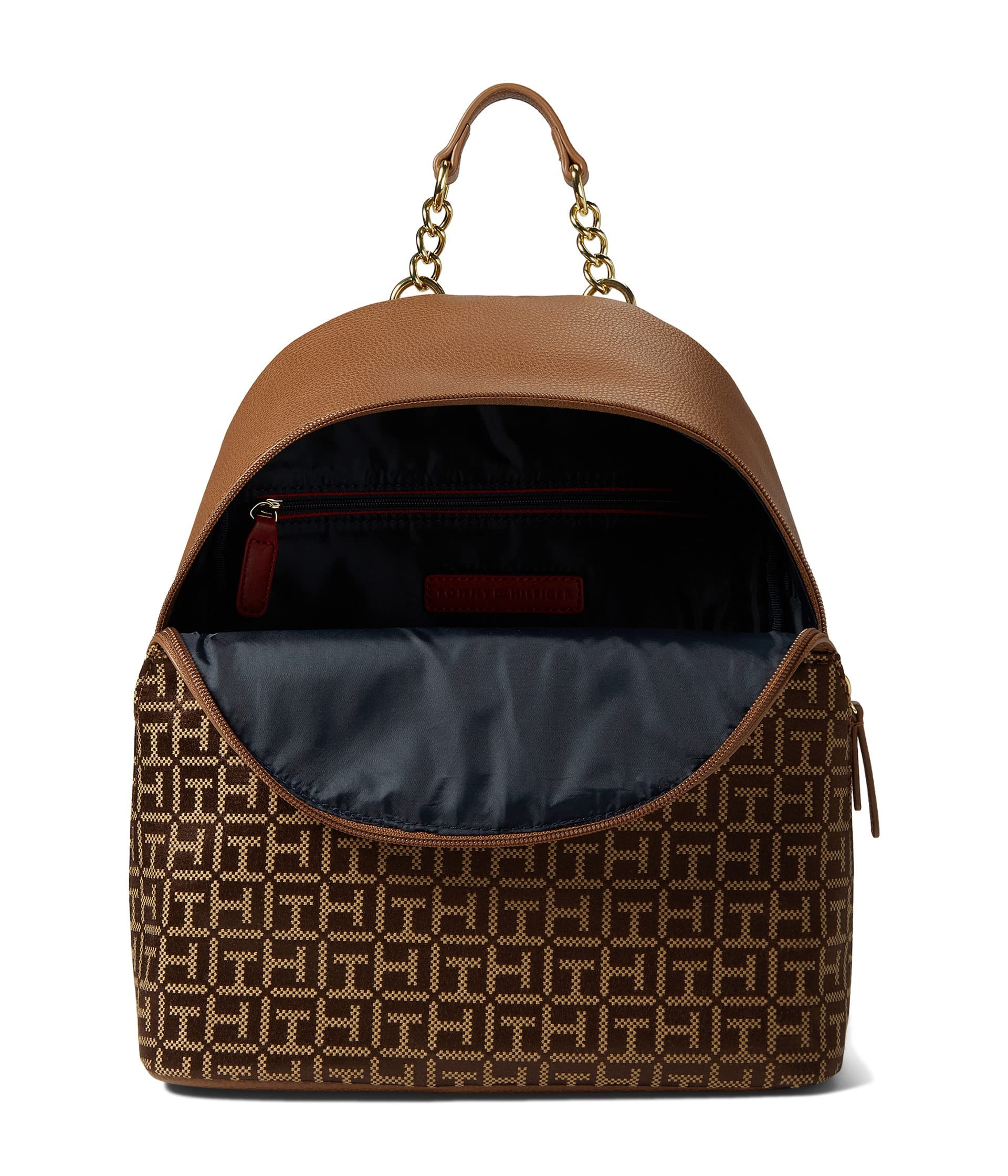 Tommy Hilfiger Antonella II Small Backpack Square Monogram Jacquard Chestnut/Tannin/Red One Size