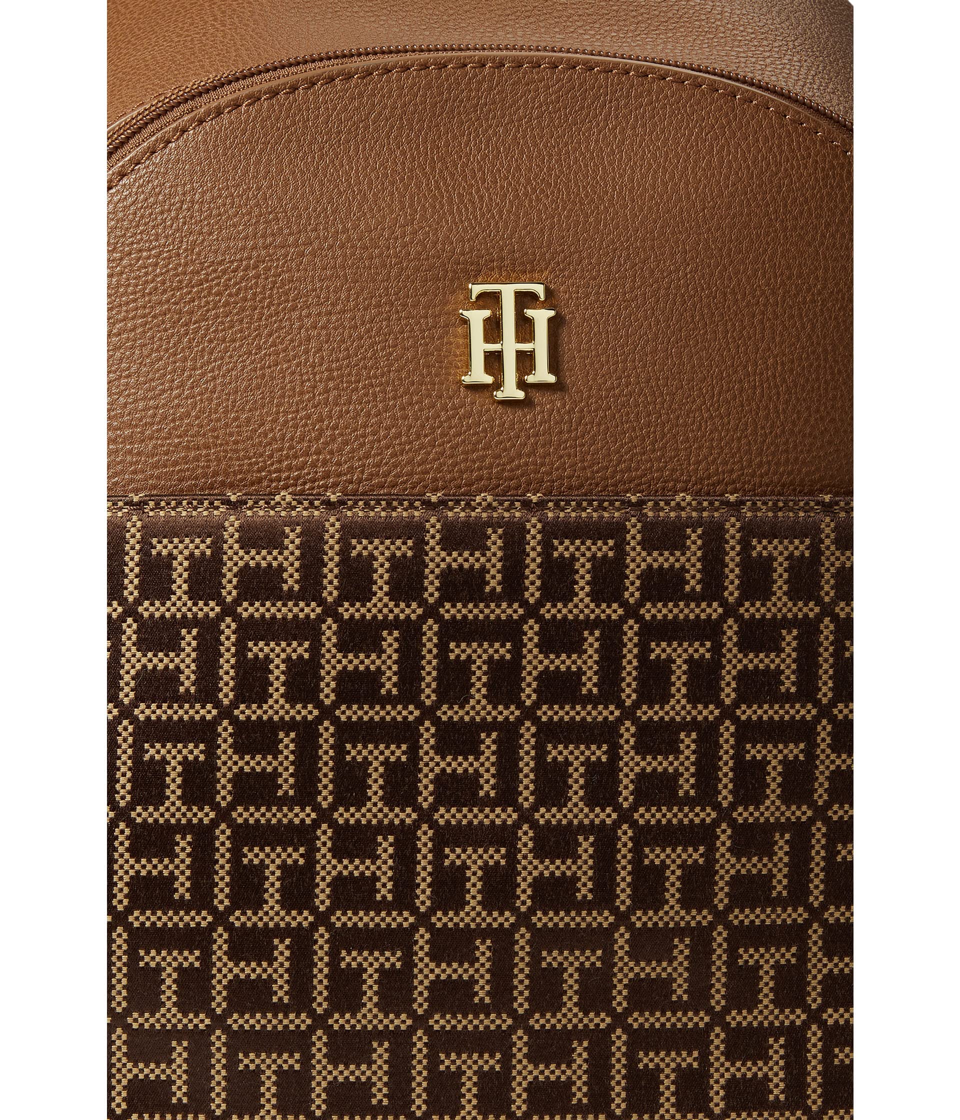 Tommy Hilfiger Antonella II Small Backpack Square Monogram Jacquard Chestnut/Tannin/Red One Size