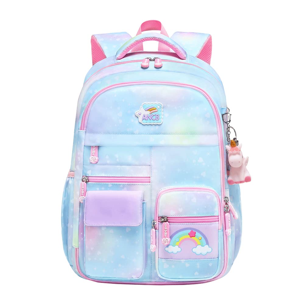 Children Bookbag Kids Backpacks for Girls Kids Schoolbag Women Casual Packaging Waterproof Laptop Bag (Blue 19L)