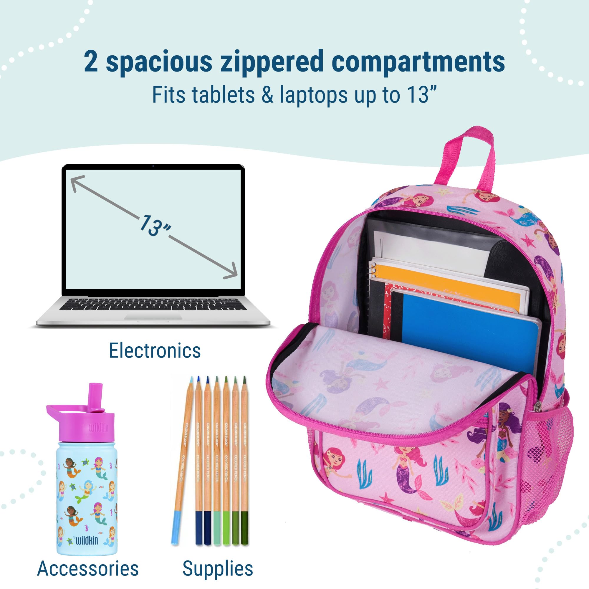 Wildkin Day2Day Kids Backpack for Boys and Girls, Measures 14.5 x 10.75 x 3.75 Inches Backpack for Kids, Ideal Size for School and Travel Backpacks (Firefighters)