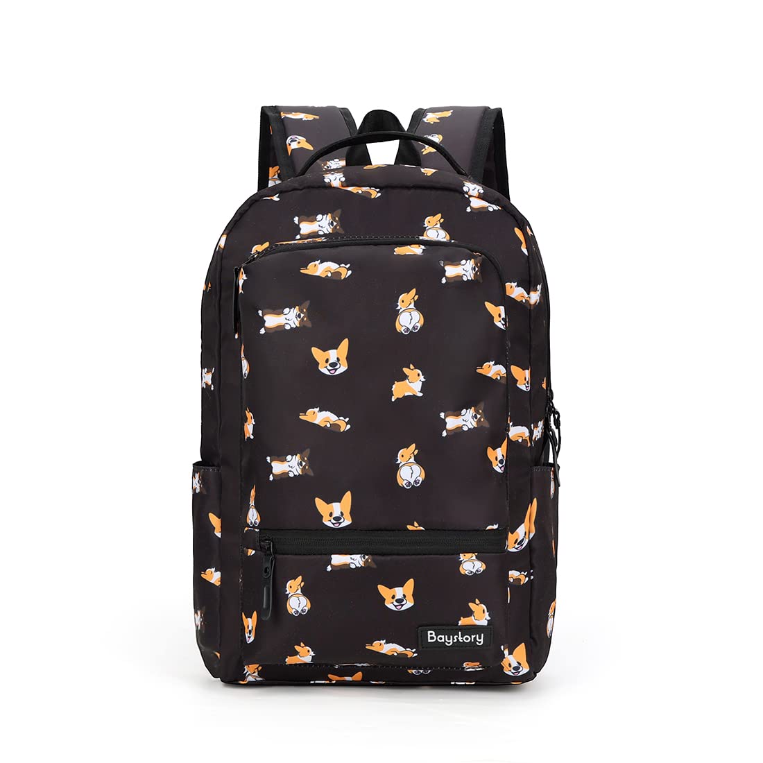Cute Corgi Dog Backpacks for Girls Boys School Backpack School Bags for Women Men Teens (BLACK)
