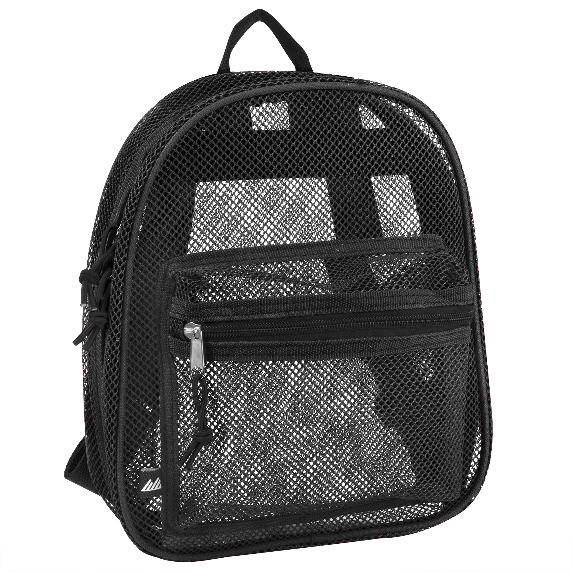 Mini Mesh Backpack for Women, Girls, Kids for School, Beach Toys, Pool, and Swimming Gear; Mini Transparent Backpacks with Padded Straps (Black)