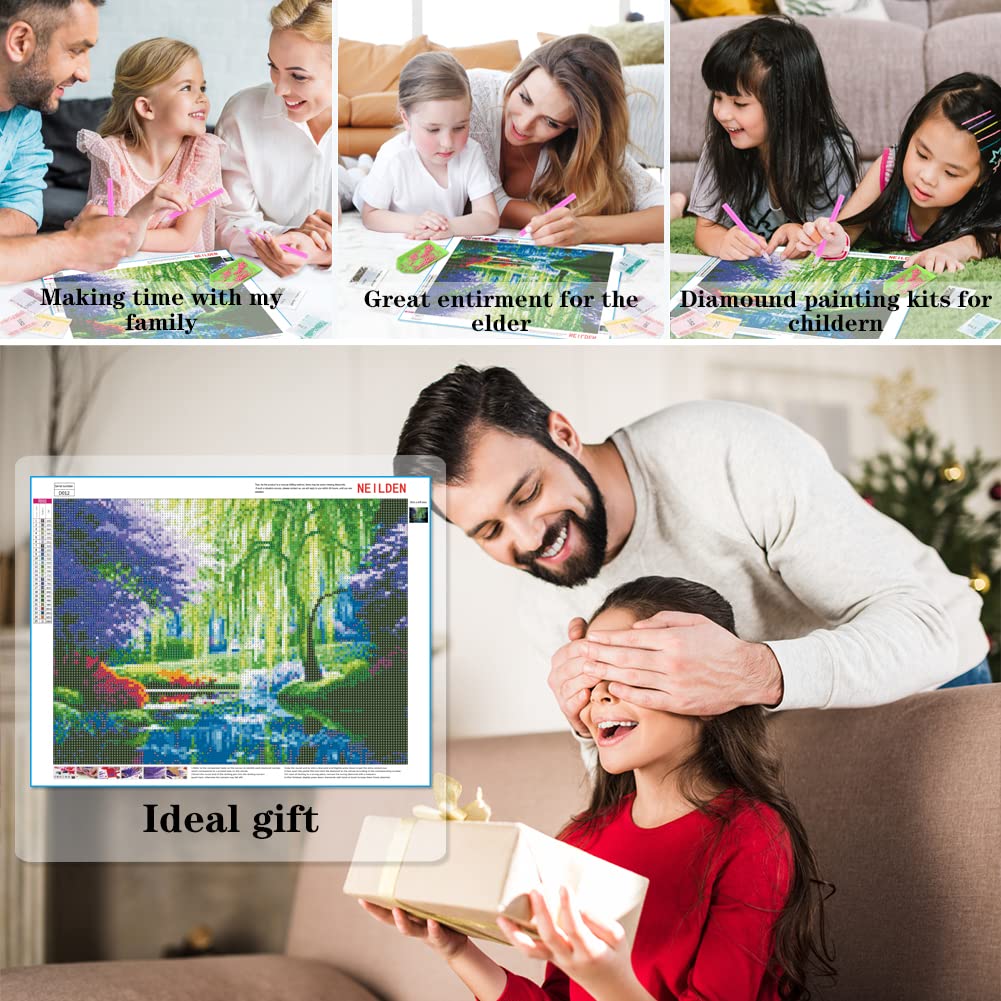 NEILDEN Diamond Painting Kits for Adults Beginners DIY 5D Scenery Diamond Art Kits Round Full Drill Diamond Dotz Diamond Dots Willow Tree Pictures Art for Home Wall Decor 14 x 18 inch