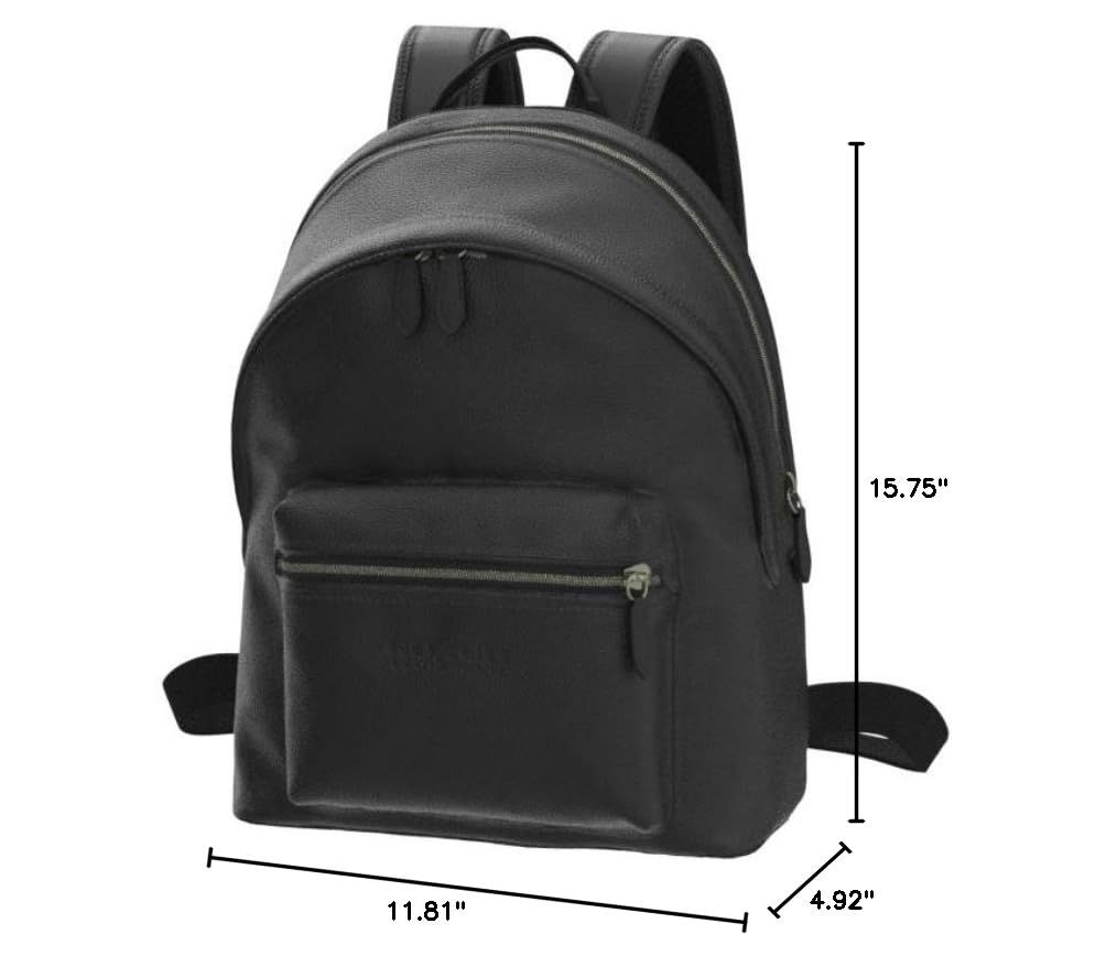 COACH Charter Backpack in Refined Pebbled Leather Ji/Black One Size