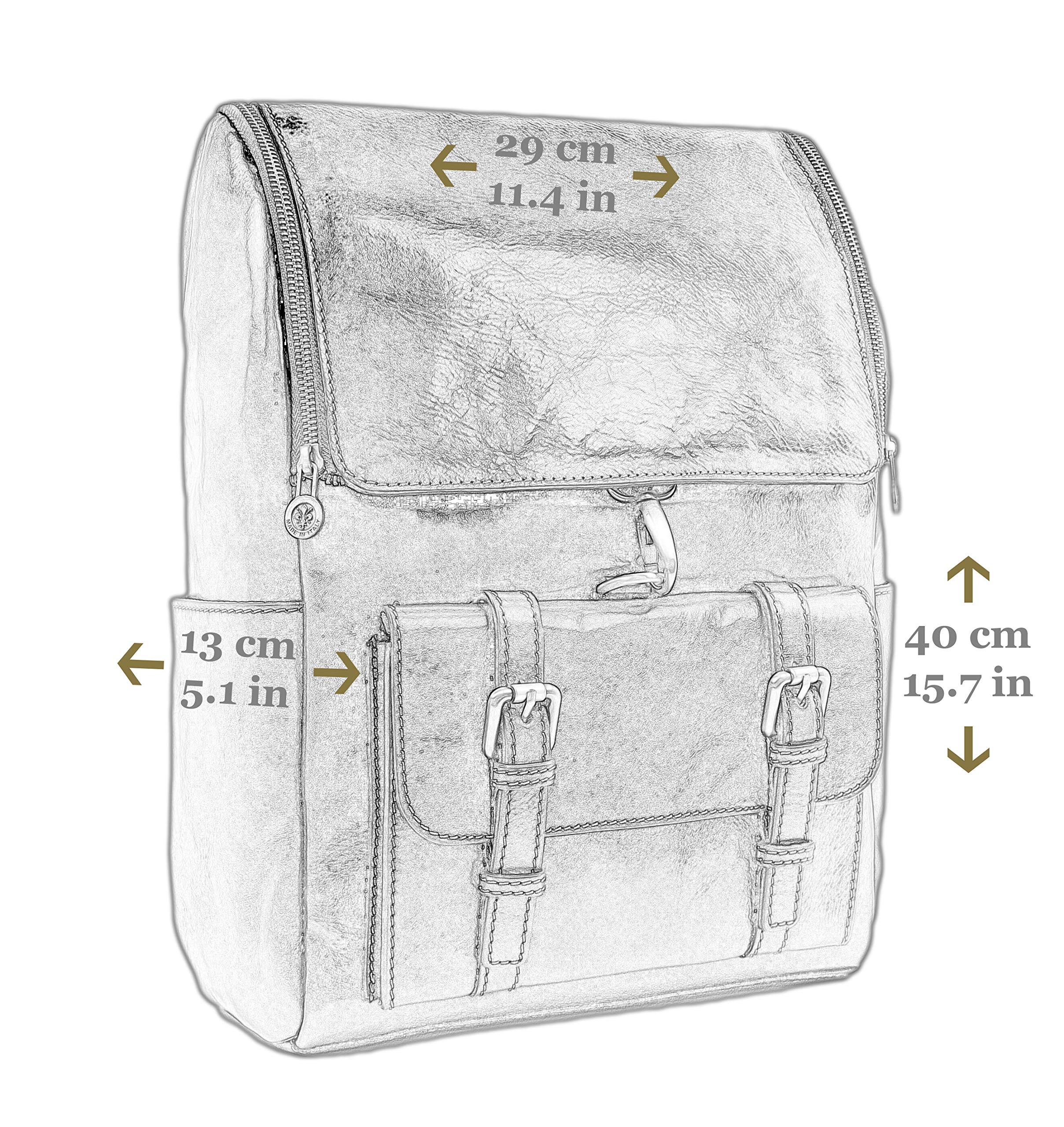 Time Resistance Leather Backpack up to 15in Laptop Brown Travel Book Bag (Black)