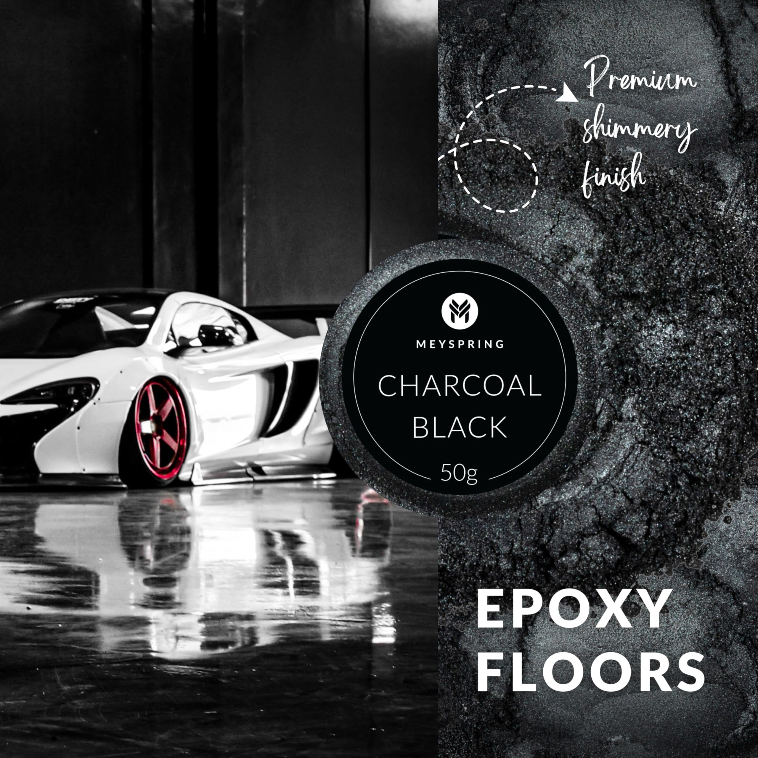 MEYSPRING Charcoal Black Epoxy Resin Color Pigment - 50 Grams - Great for Resin Art, Epoxy Resin, and UV Resin - Mica Powder for Epoxy Resin