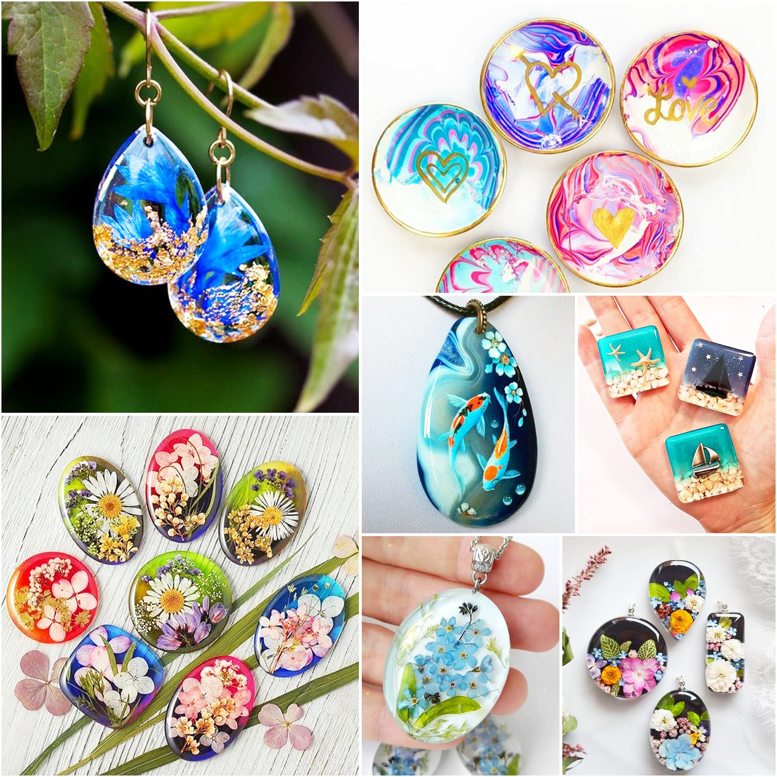 11Pcs Resin Molds Jewelry, BABORUI Earrings Silicone Molds for Epoxy Resin, DIY Jewelry Resin Casting Molds for Pendant, Earrings, Necklace, Keychains