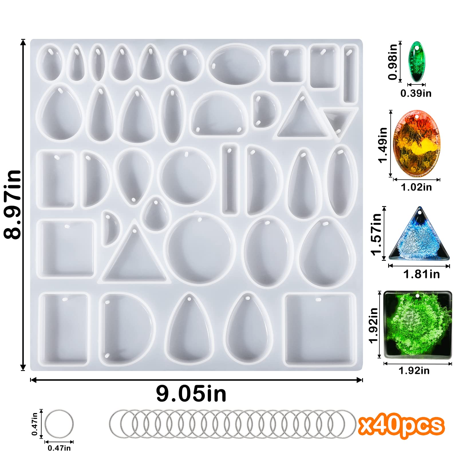11Pcs Resin Molds Jewelry, BABORUI Earrings Silicone Molds for Epoxy Resin, DIY Jewelry Resin Casting Molds for Pendant, Earrings, Necklace, Keychains