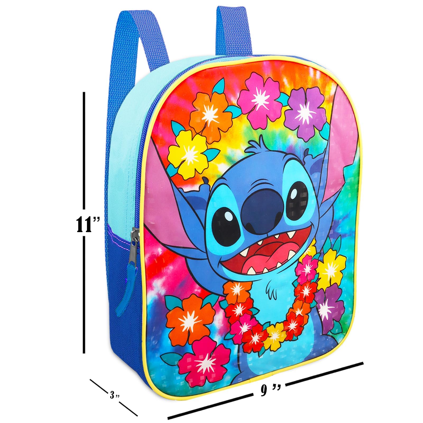 Fast Forward Stitch Mini Backpack with Lunch Box Set for Toddler Preschool - Bundle with 11'' Stitch Backpack Mini, Stitch Lunch Bag, Stickers, Temporary Tattoos, More | Lilo and Stitch Backpack