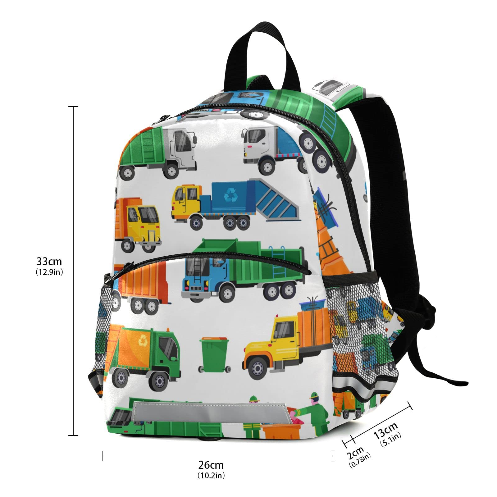 Garbage Truck Preschool Backpacks,Kid's Casual Travel Bookbag with Leash,Cute Toddler Backpacks for Boys and Girls