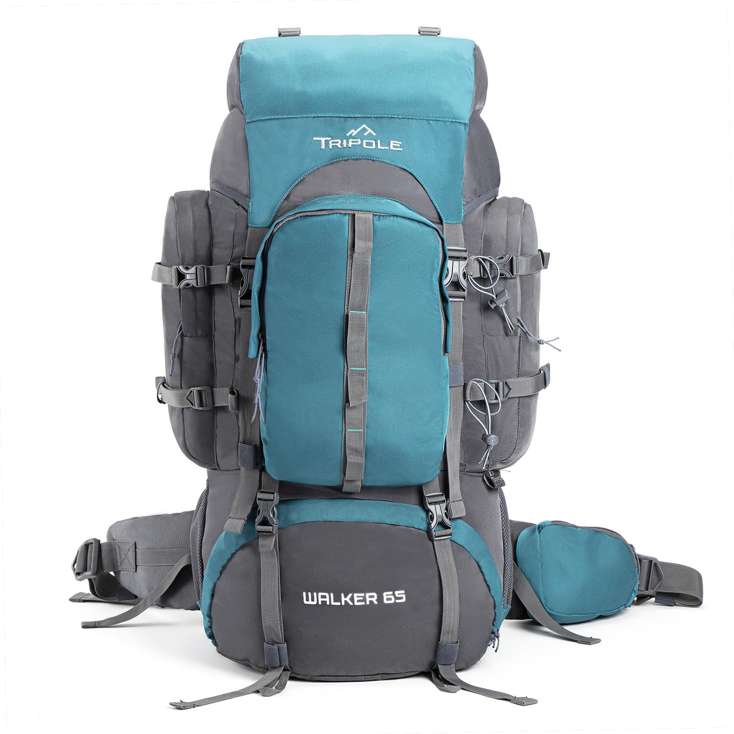 Tripole Walker 65 Litres Rucksack With 20 Litre Foldable Day Pack | Internal Frame With Metal Rod | Rain Cover | Bottom Opening | Laptop Section (Sea Green)