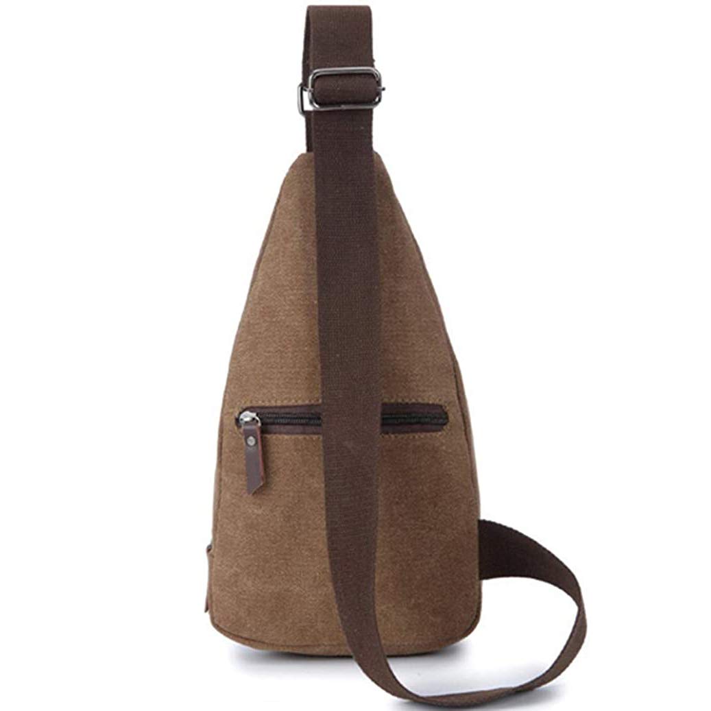 Canvas Sling Bag Small Crossbody Backpack Hiking Daypack Rucksack for Men Women Outdoor Cycling Travel (brown)