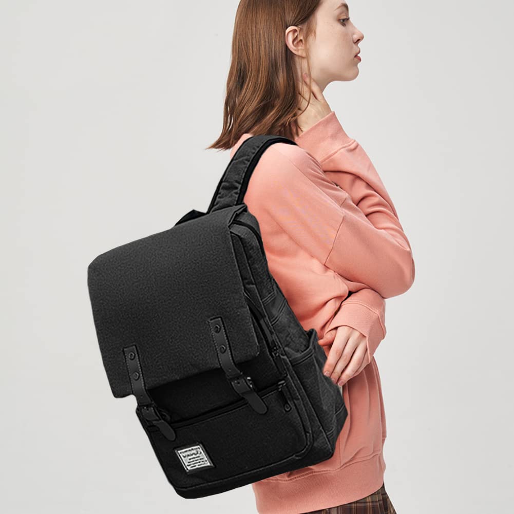 15.6 inch Laptop Backpack College School Backpacks for Women Men Work Business School Travel (Black)