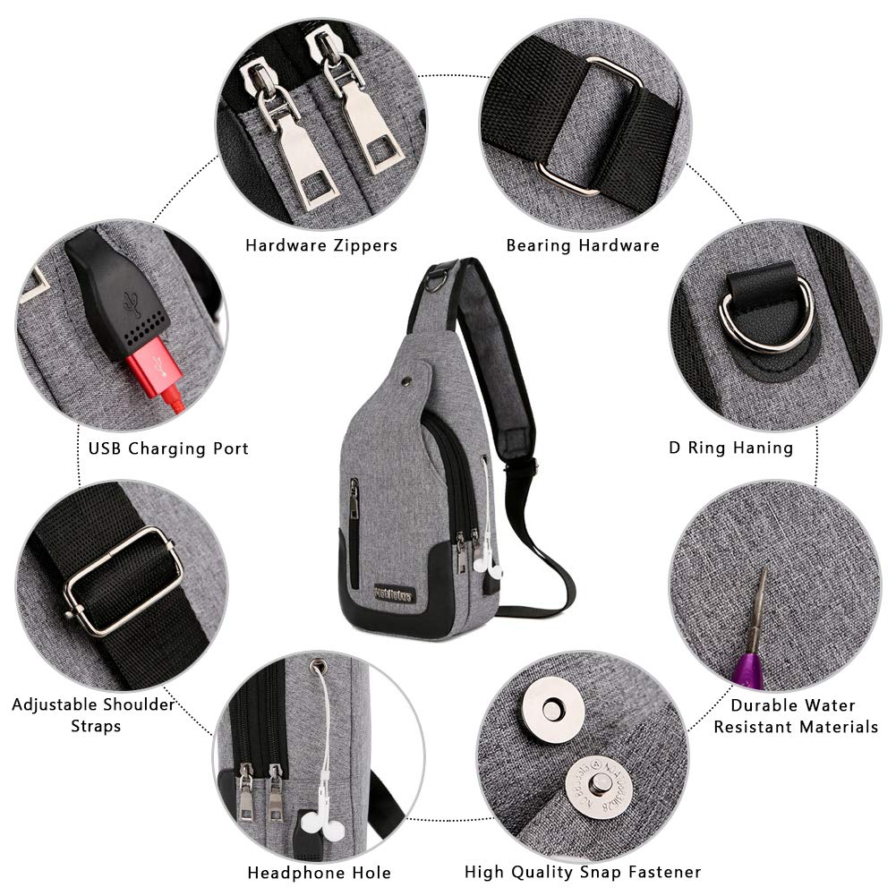 Peicees Travel Gym Bike Sling Bag Shoulder Backpack Daypack w/USB Charging Port