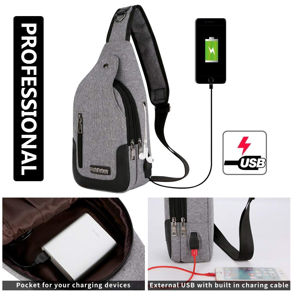 Peicees Travel Gym Bike Sling Bag Shoulder Backpack Daypack w/USB Charging Port