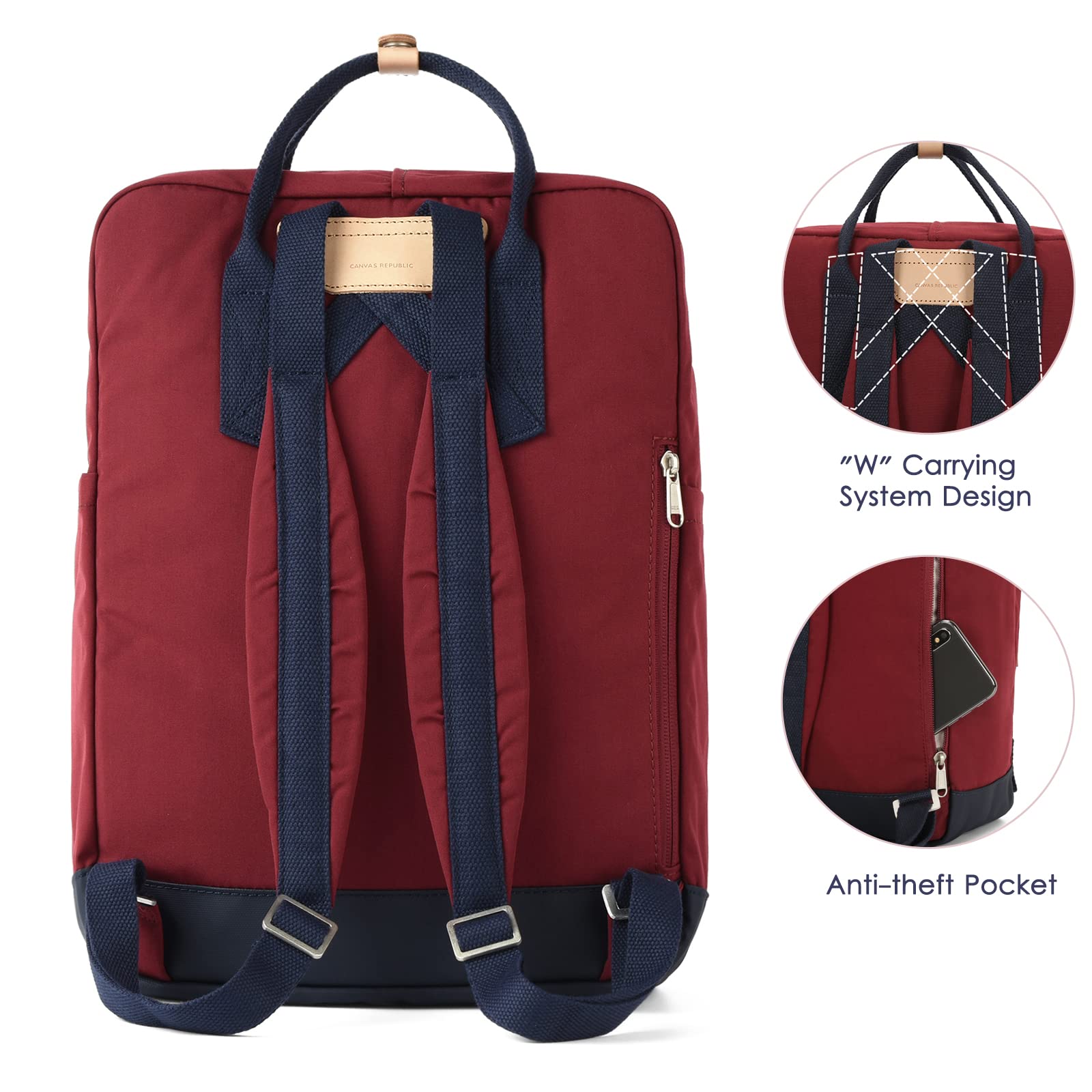 G-FAVOR Convertible Backpack Tote Women Laptop Backpack Daypack Bookbag, Water Resistant Computer Backpack for College School Work, Fits 15.6 inch Laptop