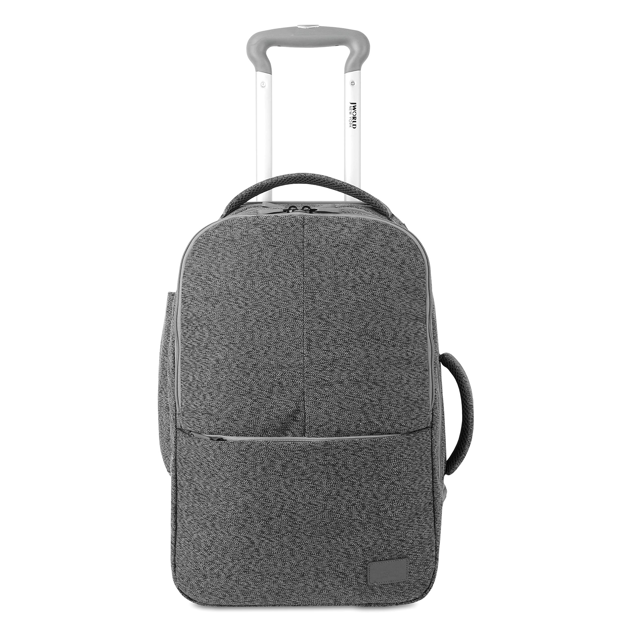 J World New York Rover Carry-On Backpack w/Wheels. Rolling Laptop, Grey, One Size