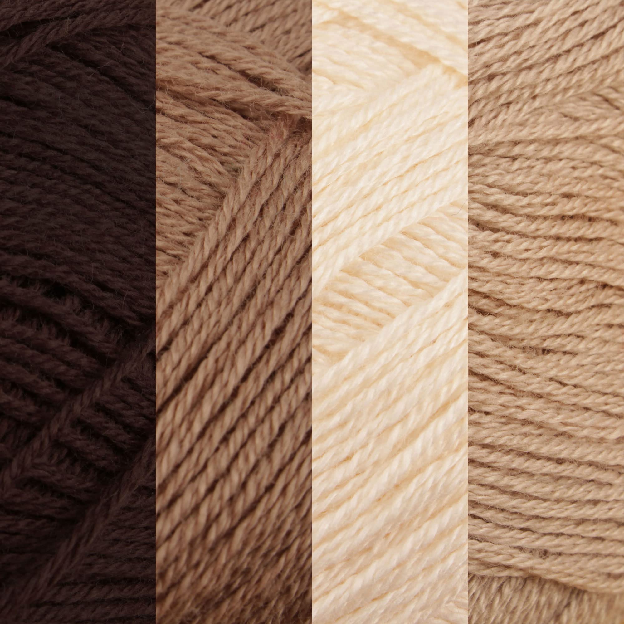 JubileeYarn Baby Soft Bamboo Cotton Yarn - 50g/Skein - Shades of Brown - 4 Skeins
