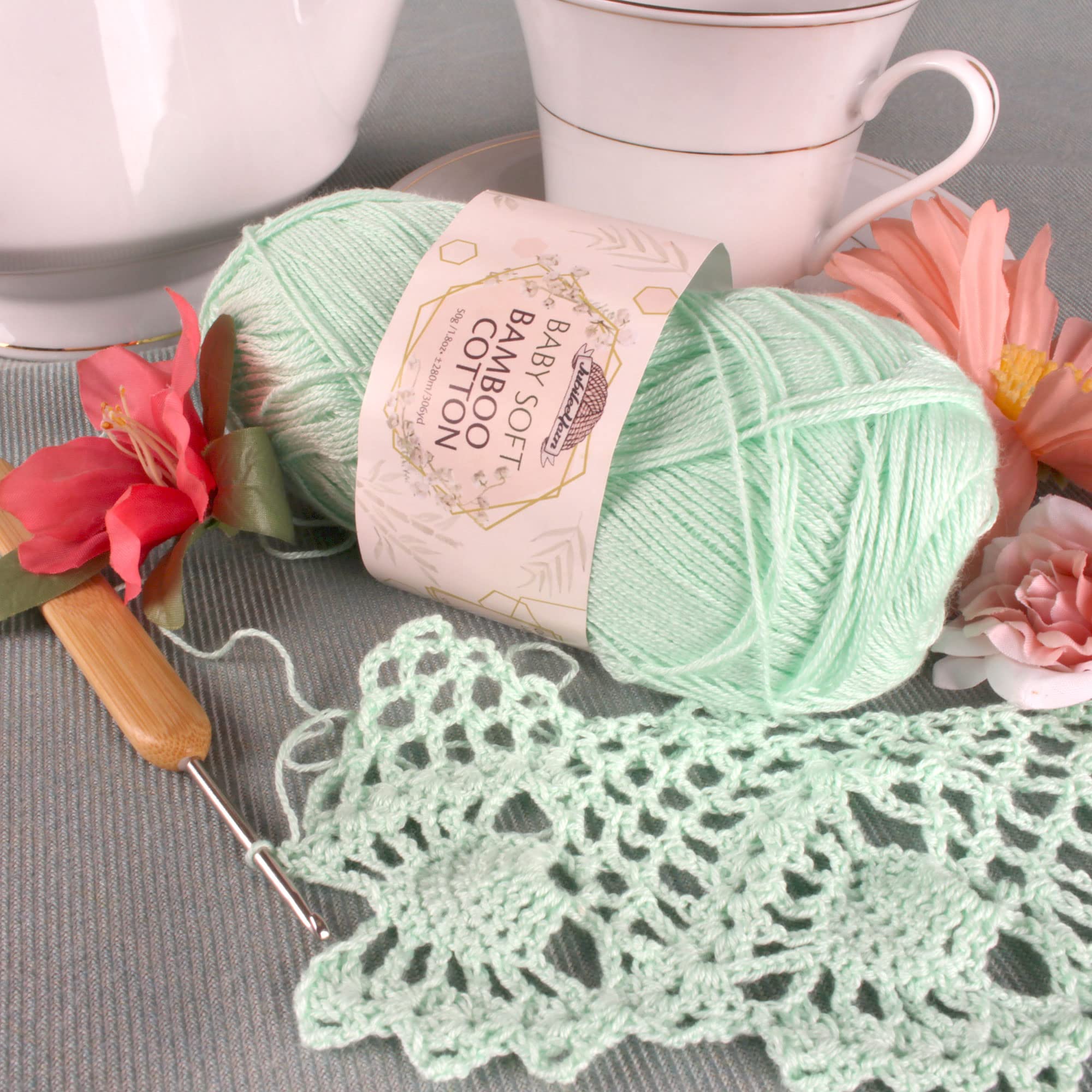 JubileeYarn Baby Soft Bamboo Cotton Yarn - 50g/Skein - Shades of Brown - 4 Skeins