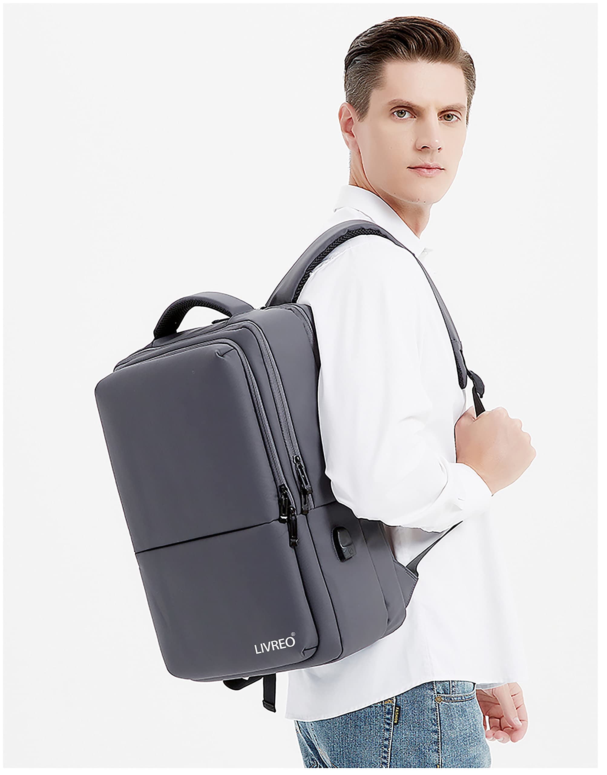 Livreo Backpacks for travelers, backpacks for business negotiations, backpacks for men at work, laptop backpacks, college backpacks.This is a multi-purpose backpack with USB(15.6-inch black)
