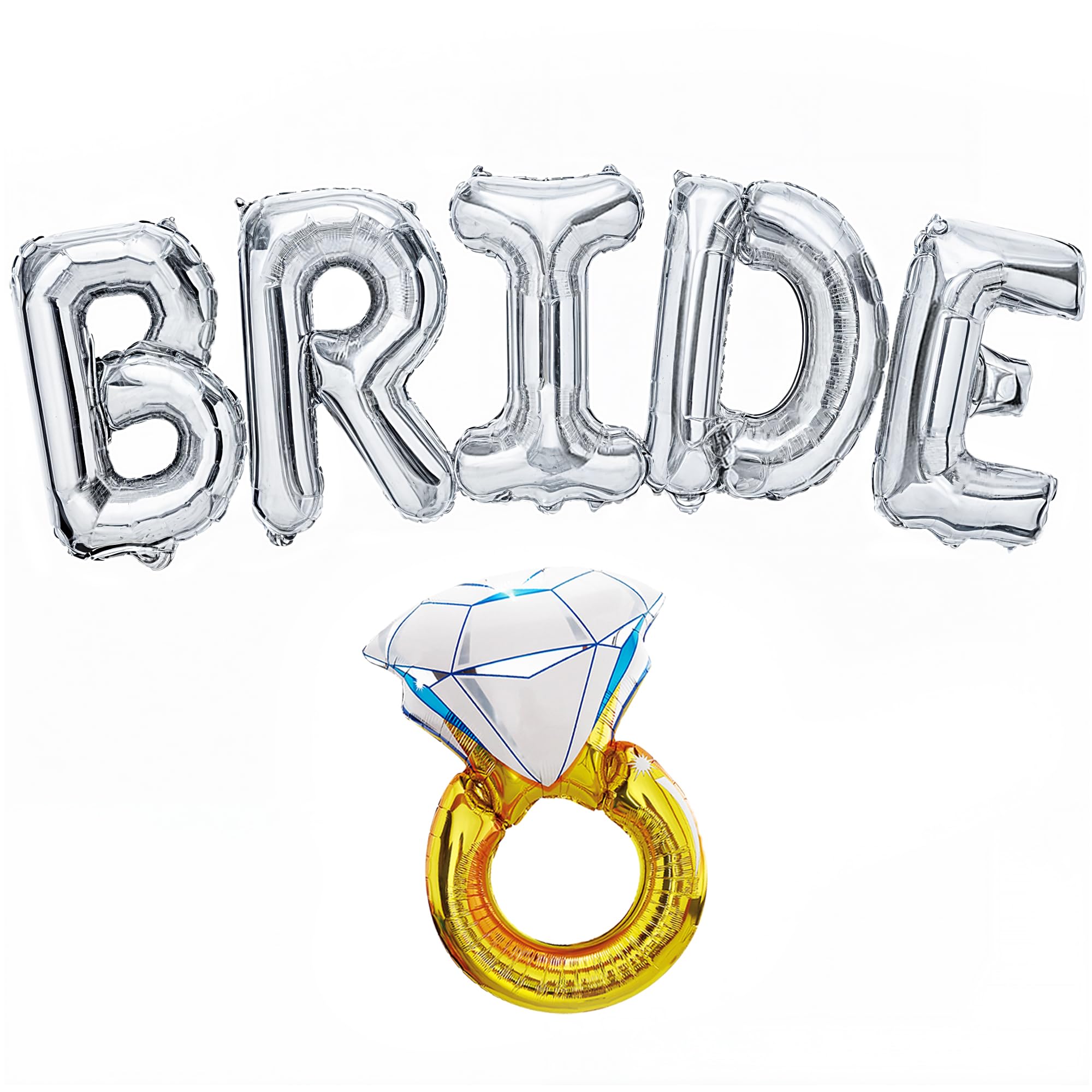 KatchOn, Giant 40 Inch Bride Balloons Silver - Diamond Ring Balloons, 28 Inch | Silver Bride Balloons Bachelorette Party Decorations | Bride Decorations for Wedding Day, Bridal Shower Decorations