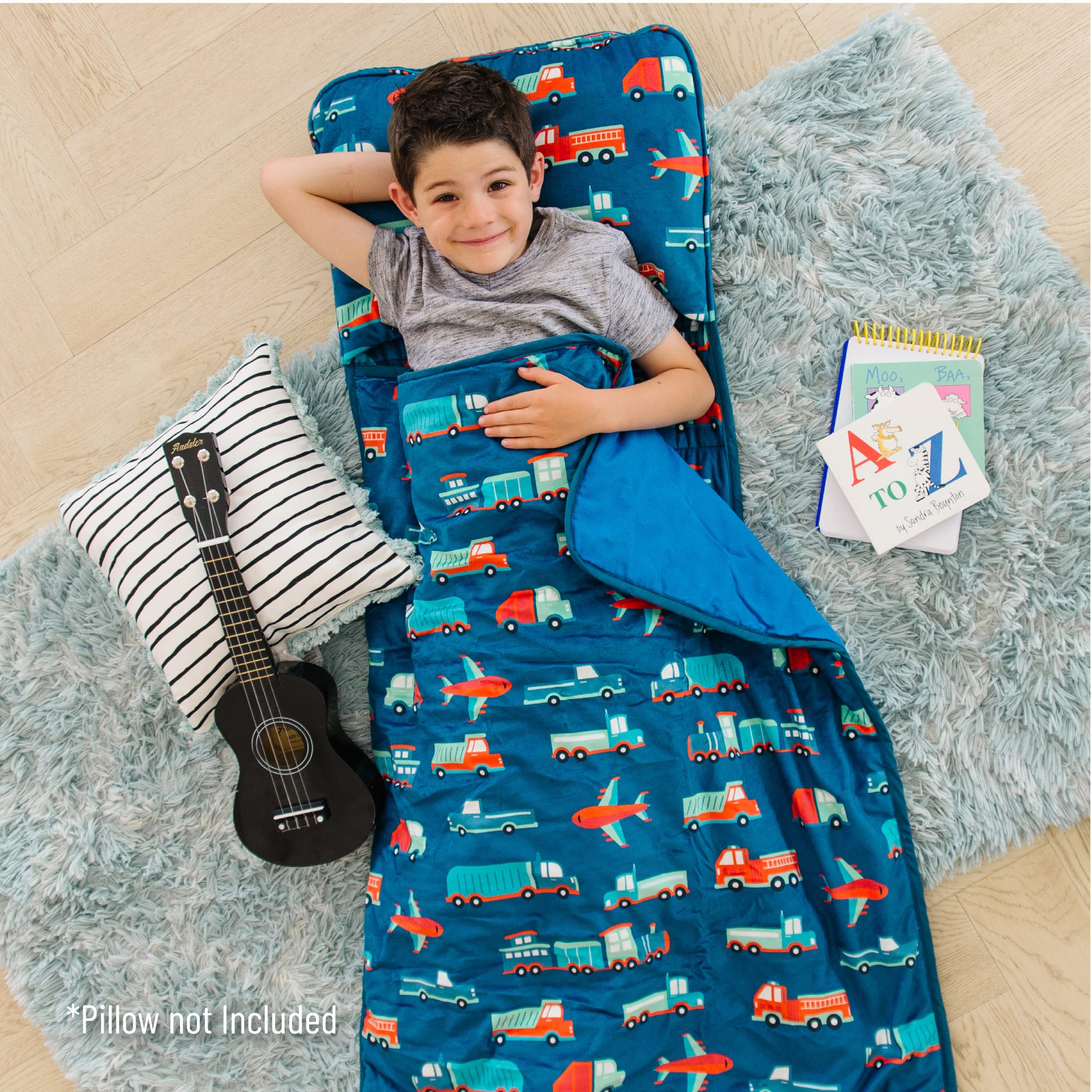 Wildkin 12 Inch Kids Backpack Bundle with Plush Nap Mat (Under Construction)