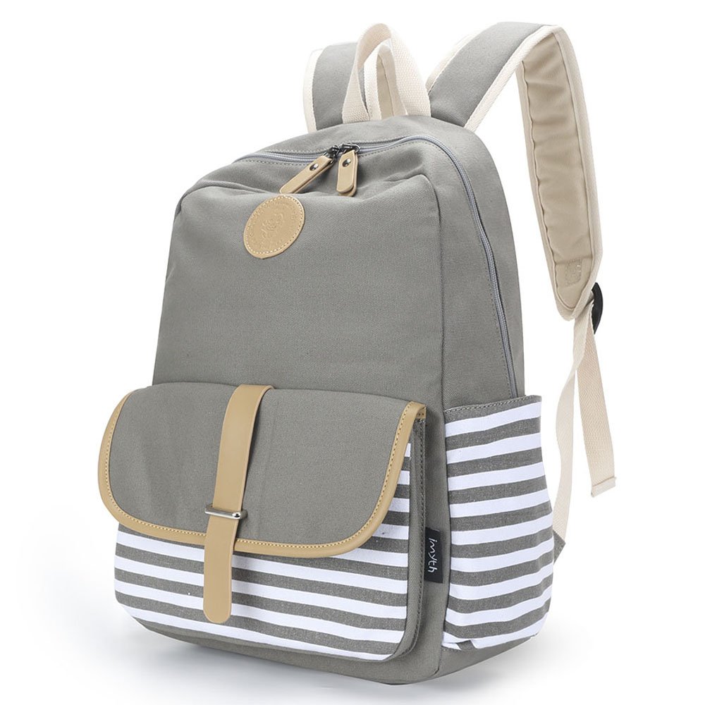 IMYTH Classical School Backpack for girls teen, Large Capacity Canvas laptop bag with YKK zipper fit 15.6 inch