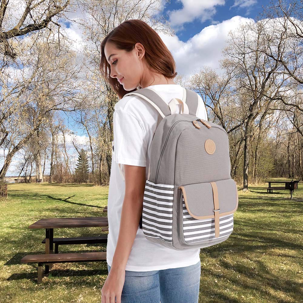 IMYTH Classical School Backpack for girls teen, Large Capacity Canvas laptop bag with YKK zipper fit 15.6 inch