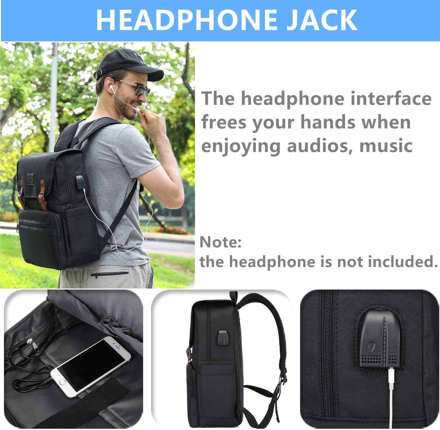 HFSX Backpack Bookbags Laptop Backpack for Women Men Vintage Backpack College Backpack Travel Bookbag Laptop Bookbags with USB Charging Port Gray Backpacks Fits 15.6 inch Notebook