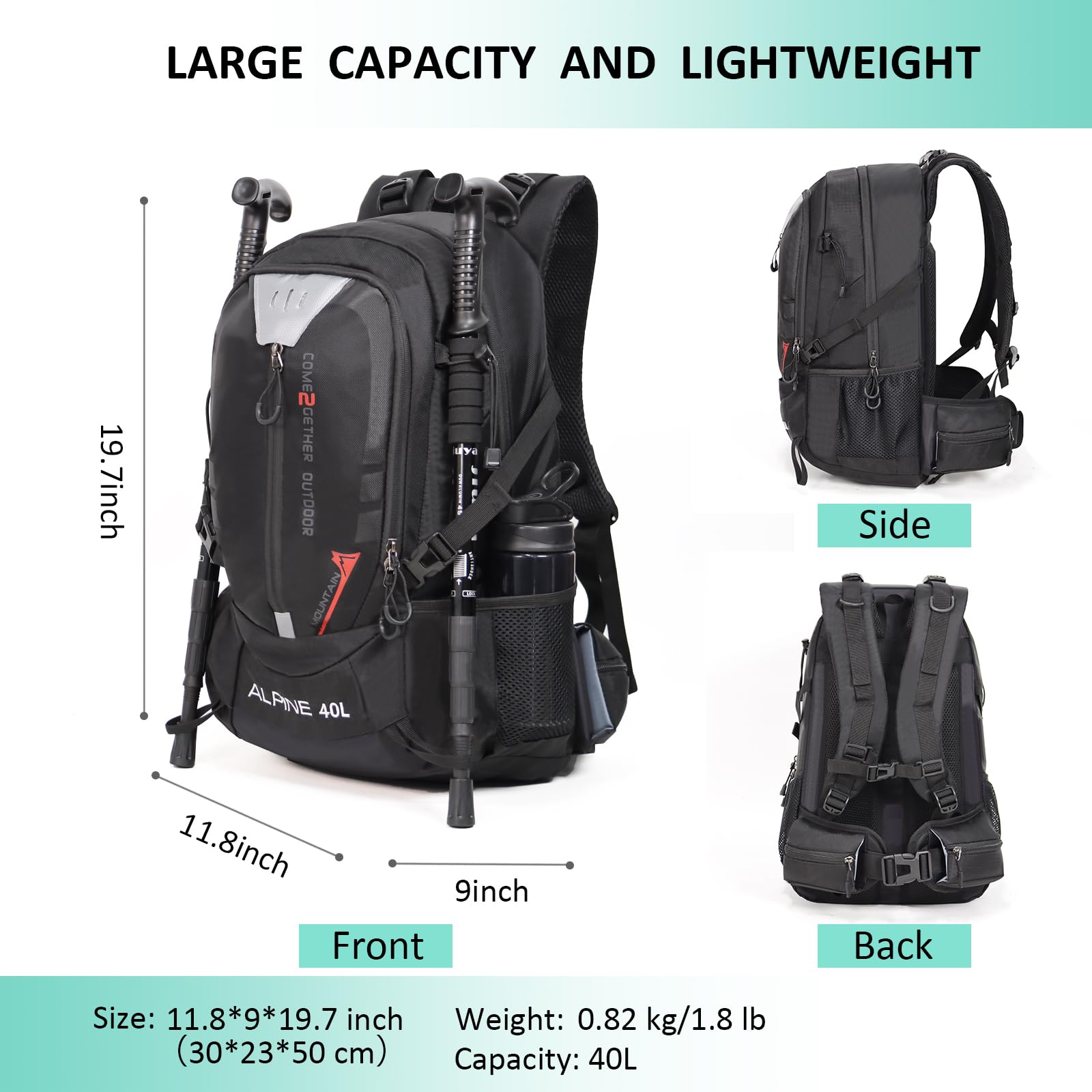 MIAZIB Leather Sling Bag for Men Chest Crossbody Bag Water Resistant Lightweight Sling Bag for Hiking Travel (Black)
