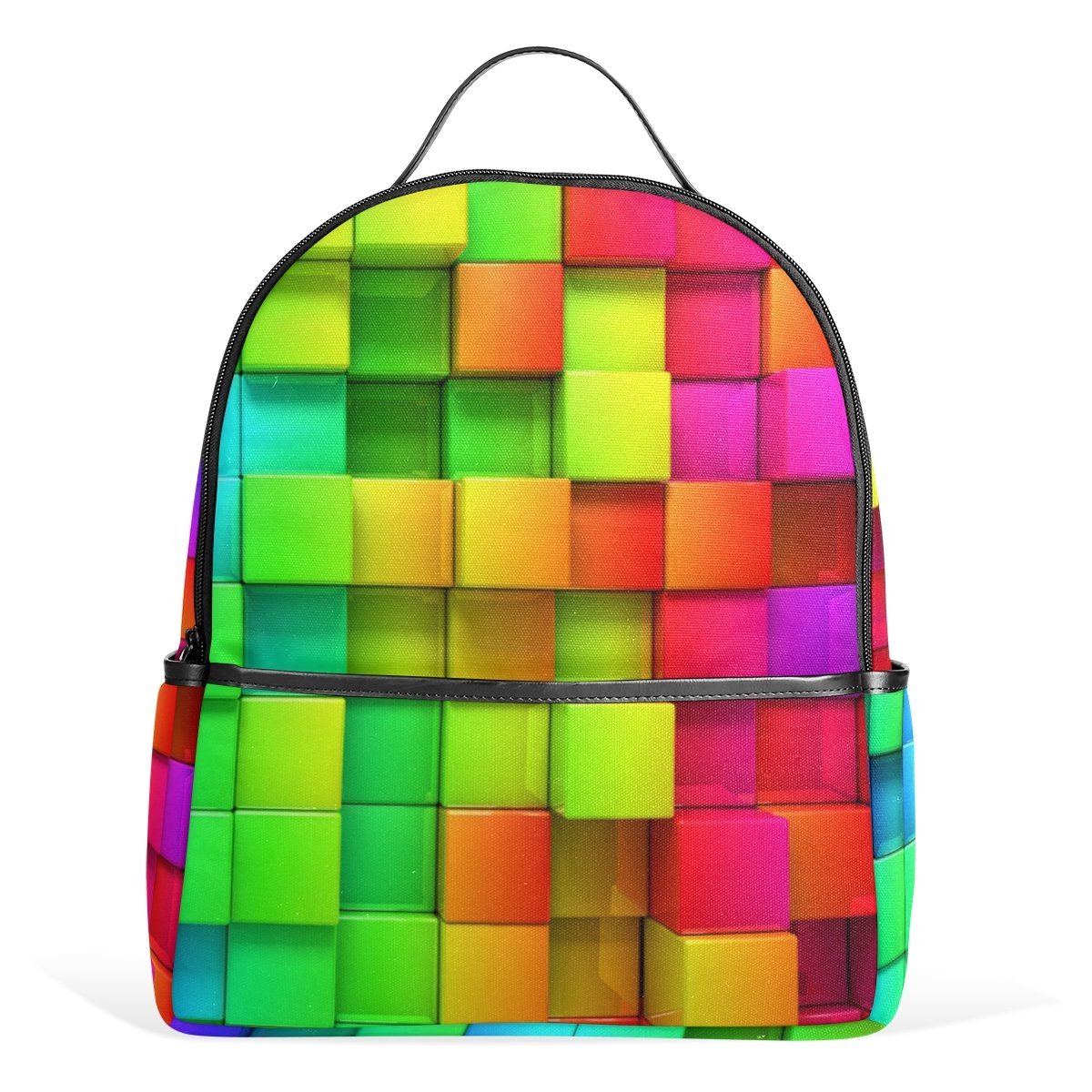 YZGO Striped Rainbow Children School Backpacks for Boys Girls Youth Canvas Bookbags Travel Laptop Bags
