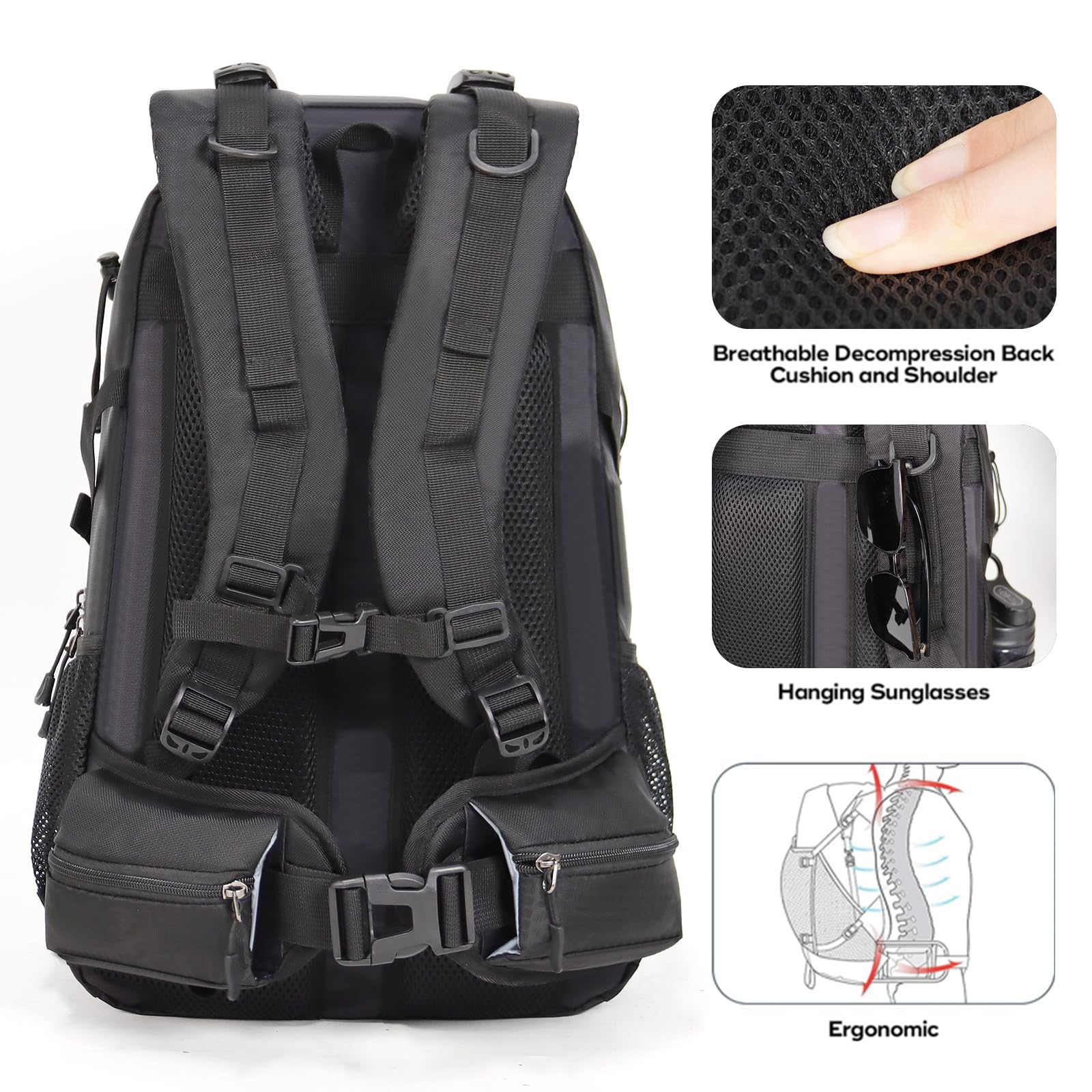 MIAZIB Leather Sling Bag for Men Chest Crossbody Bag Water Resistant Lightweight Sling Bag for Hiking Travel (Black)