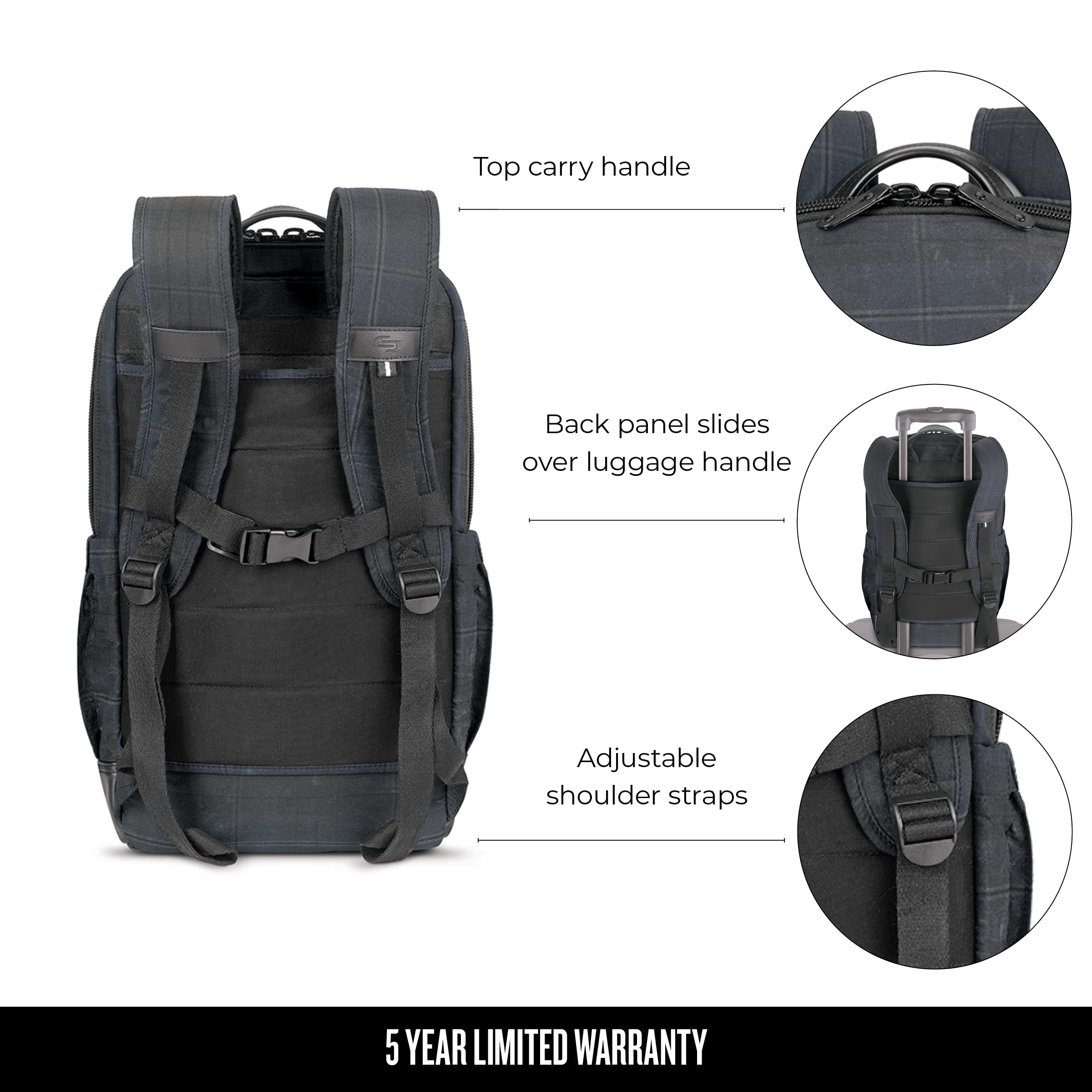 Solo New York Highland Boyd Laptop Backpack, Navy/Black Plaid