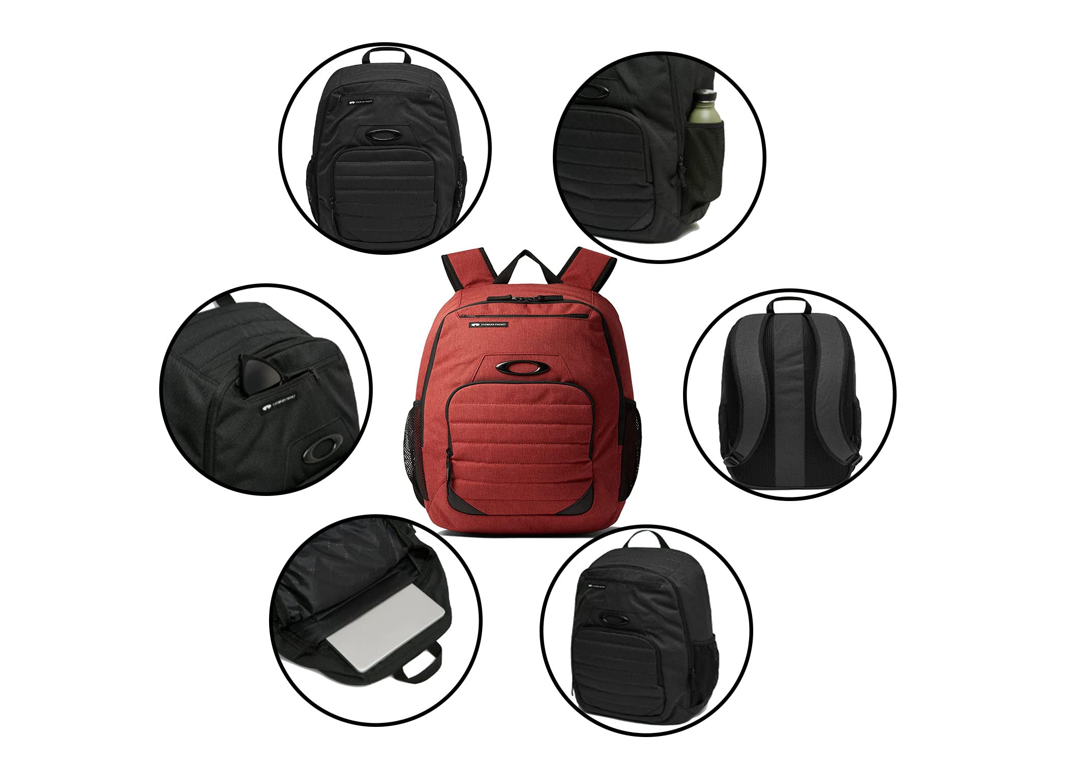 Oakley Men's 25L Enduro 4.0 25L Black/Purple Backpack for Hiking Backpacking Camping + BUNDLE with Designer iWear Water Bottle with Carabiner