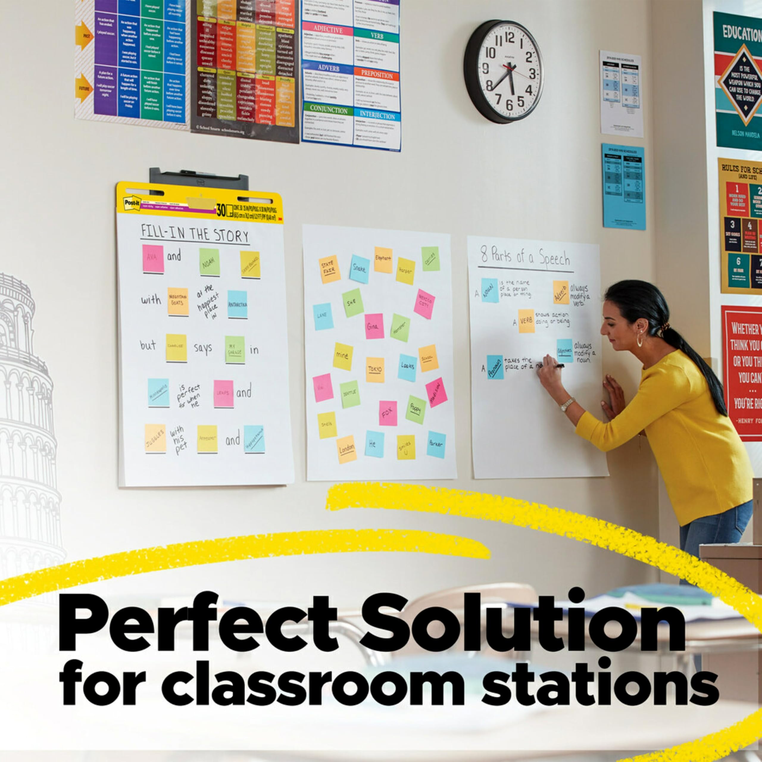 Post-it Super Sticky Easel Pad, Great for Virtual Teachers and Students, 25 x 30 Inches, 30 Sheets/Pad, 2 Pads, Lined Premium Self Stick Flip Chart Paper, Teacher Anchor Chart (561WL) (561WL VAD 2PK)