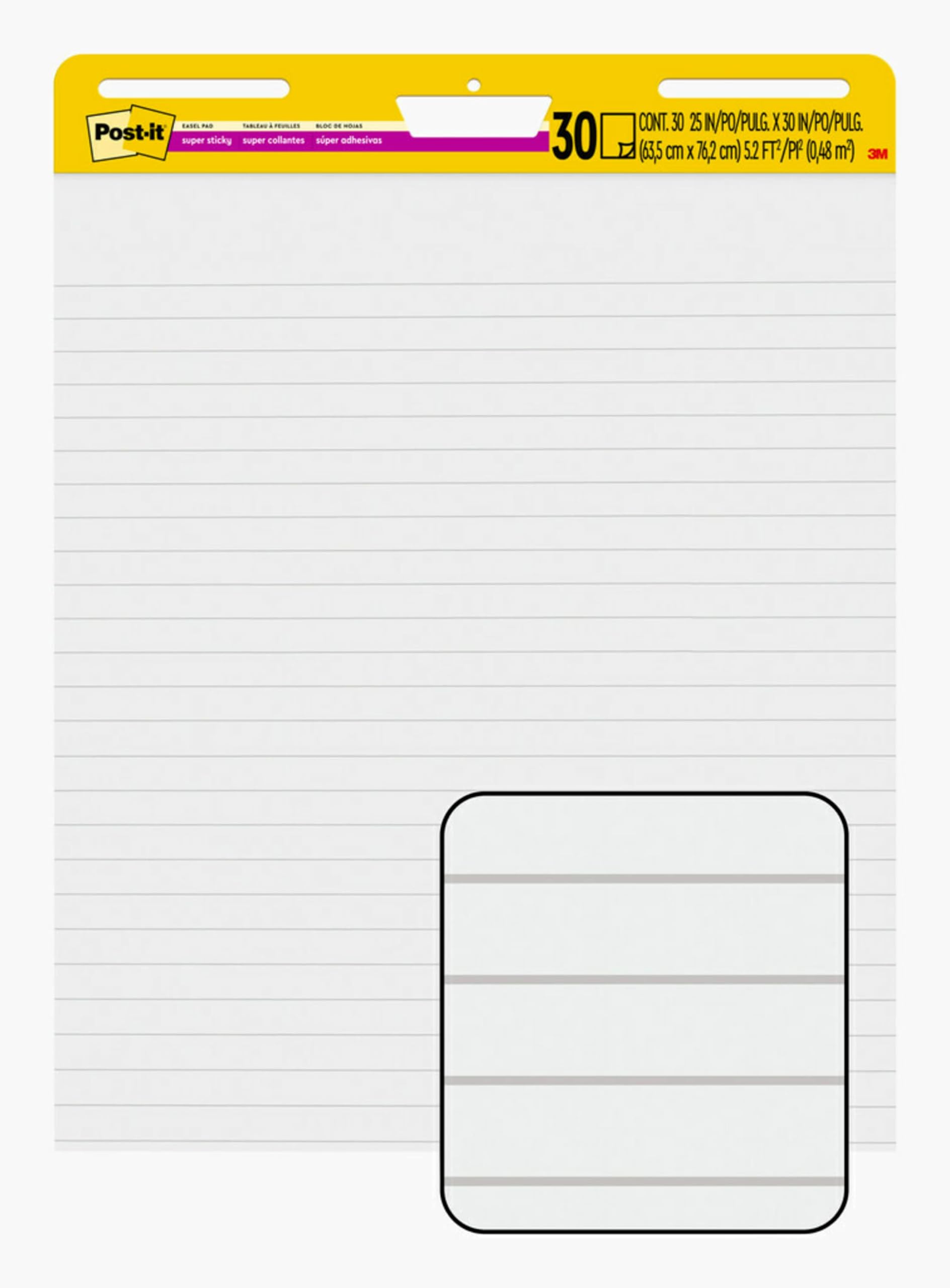 Post-it Super Sticky Easel Pad, Great for Virtual Teachers and Students, 25 x 30 Inches, 30 Sheets/Pad, 2 Pads, Lined Premium Self Stick Flip Chart Paper, Teacher Anchor Chart (561WL) (561WL VAD 2PK)