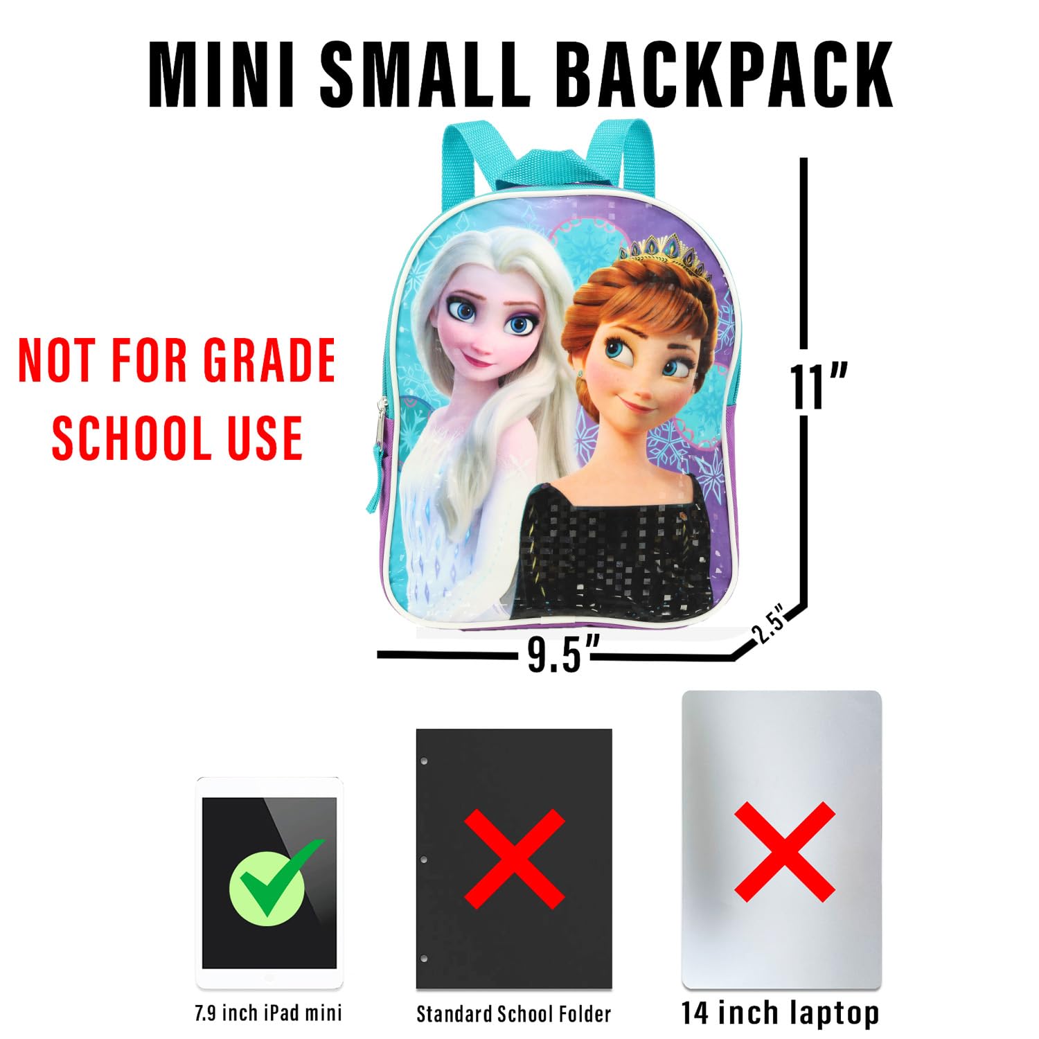 Disney Frozen MINI Backpack For Girls, Kids ~ 6 Pc Bundle With 11" Frozen School Bag and Art Case with Coloring Utensils, Coloring and Activity Pad, Stickers, and More