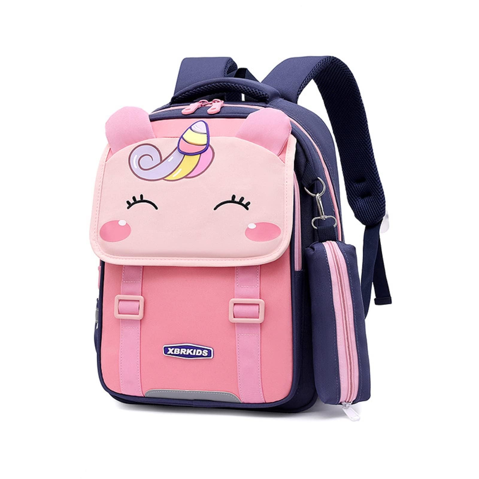 Tanou Girls Backpacks Elementary,Girls Bookbags Elementary with Pecnil Case,2023 Sturdy Lightweight Girls Bags Elementary,Pink/Blue