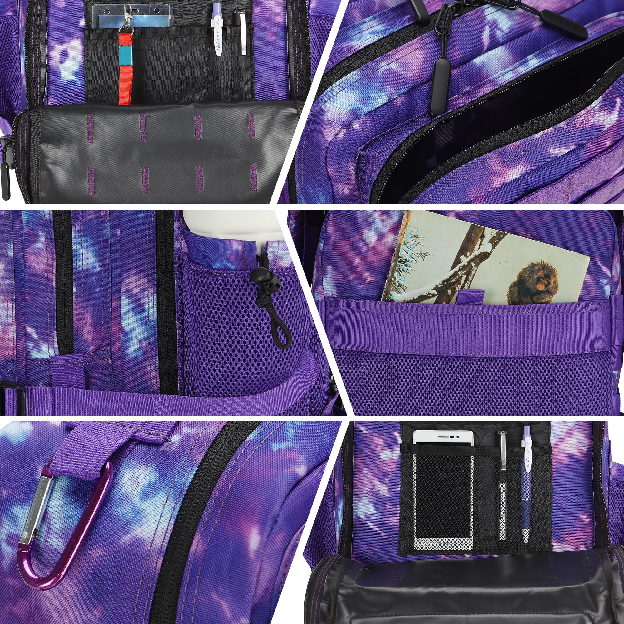 KXBUNQD Casual Daypack Lightweight School Bag for Men Women Travel Rucksack Large Outdoor Waterproof BackPack with Molle System