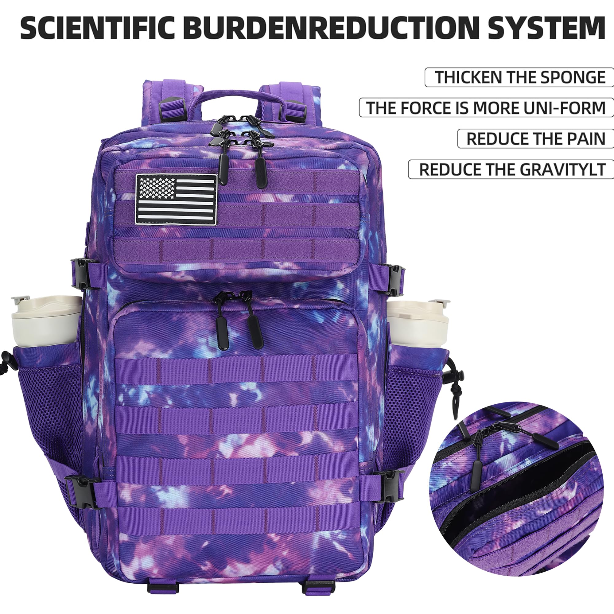KXBUNQD Casual Daypack Lightweight School Bag for Men Women Travel Rucksack Large Outdoor Waterproof BackPack with Molle System