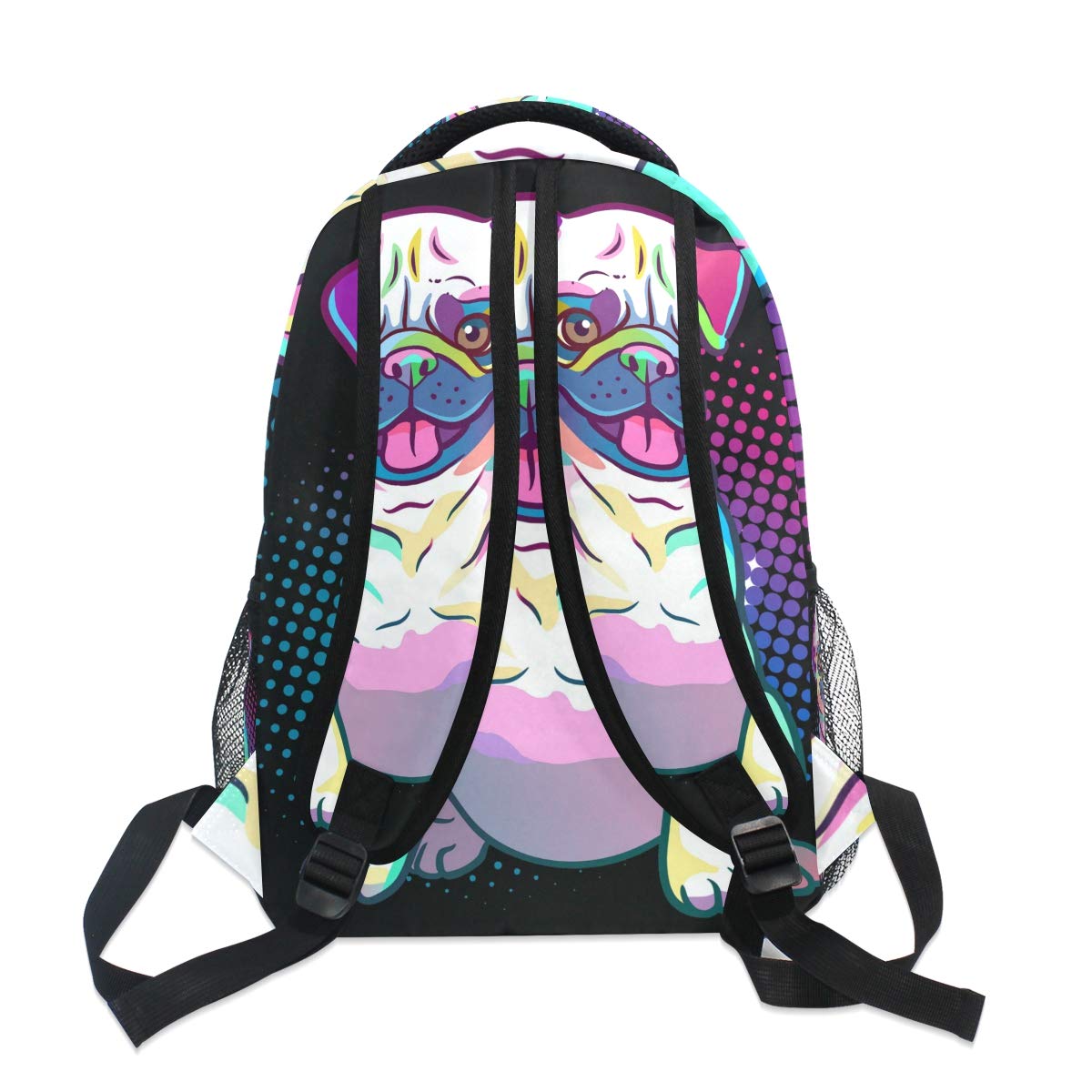School Backpack Pug Dog Pop Art Style Teens Girls Boys Schoolbag Travel Bag