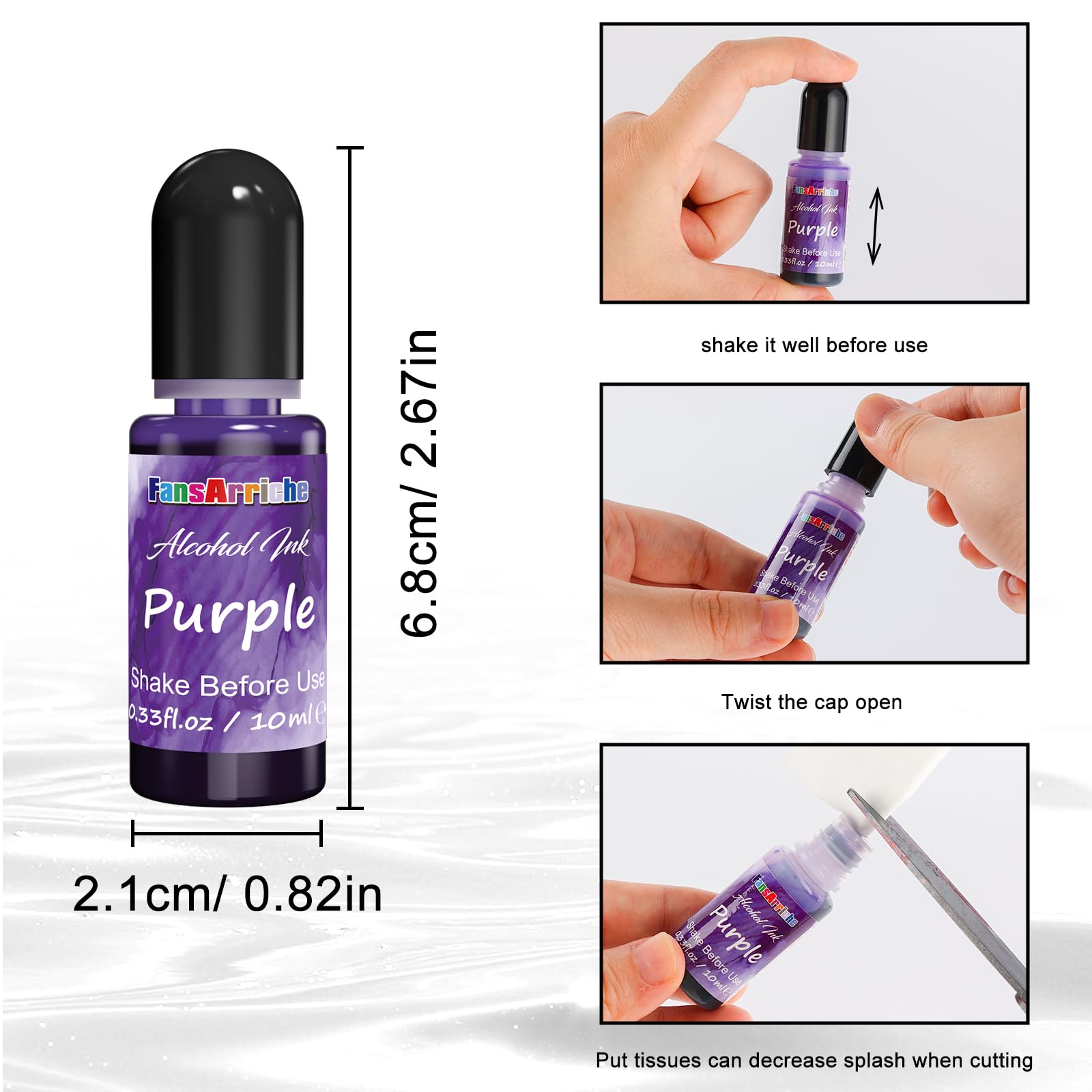 Alcohol Ink Set - 24 Vivid Colors, Concentrated Alcohol-Based Ink, Epoxy Resin Paint with Metallic Color Dye for Resin Coasters, Acrylic Painting, Tumbler Making,10ml Each