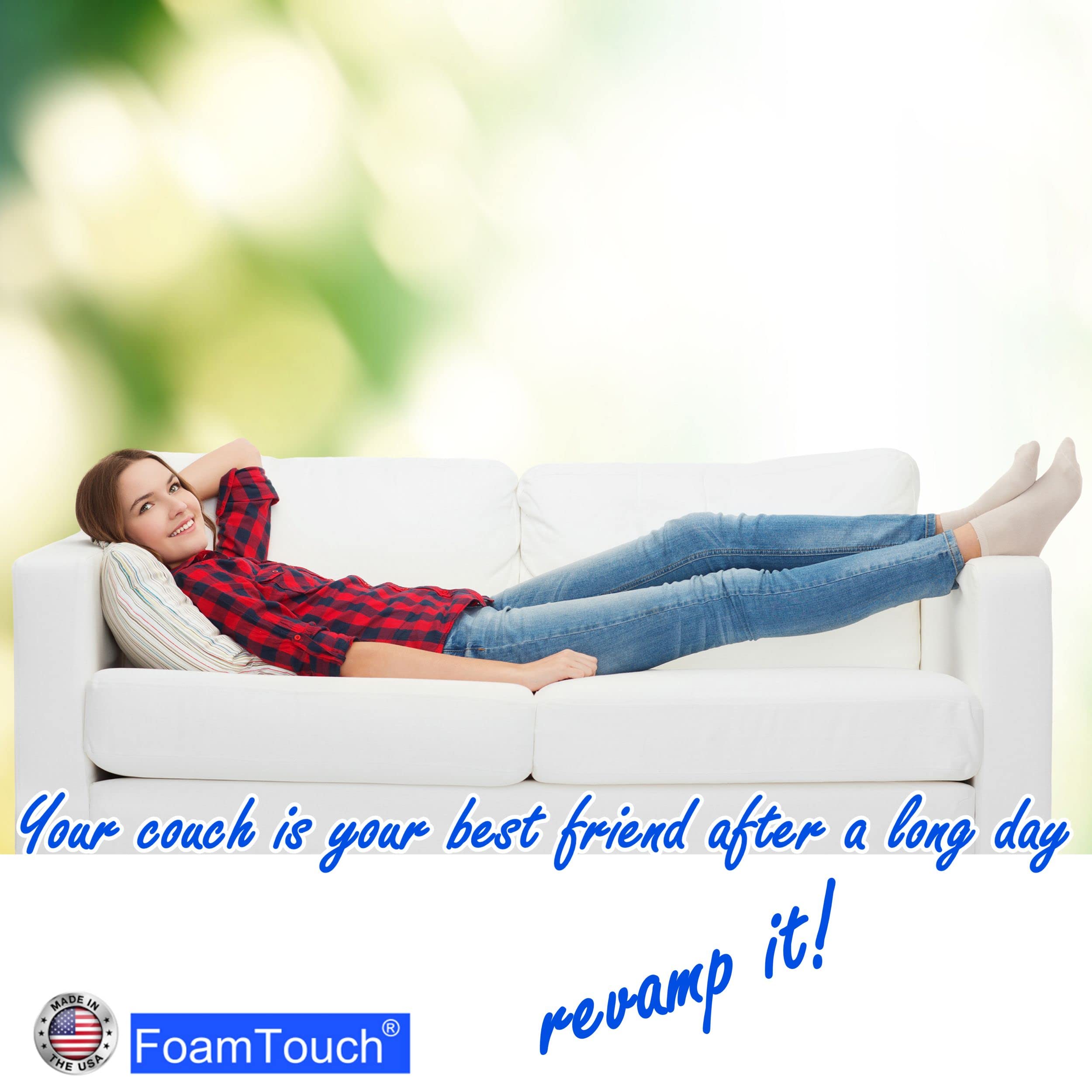 FoamTouch Upholstery Foam Cushion High Density, 6" H X 24" W X 24" L
