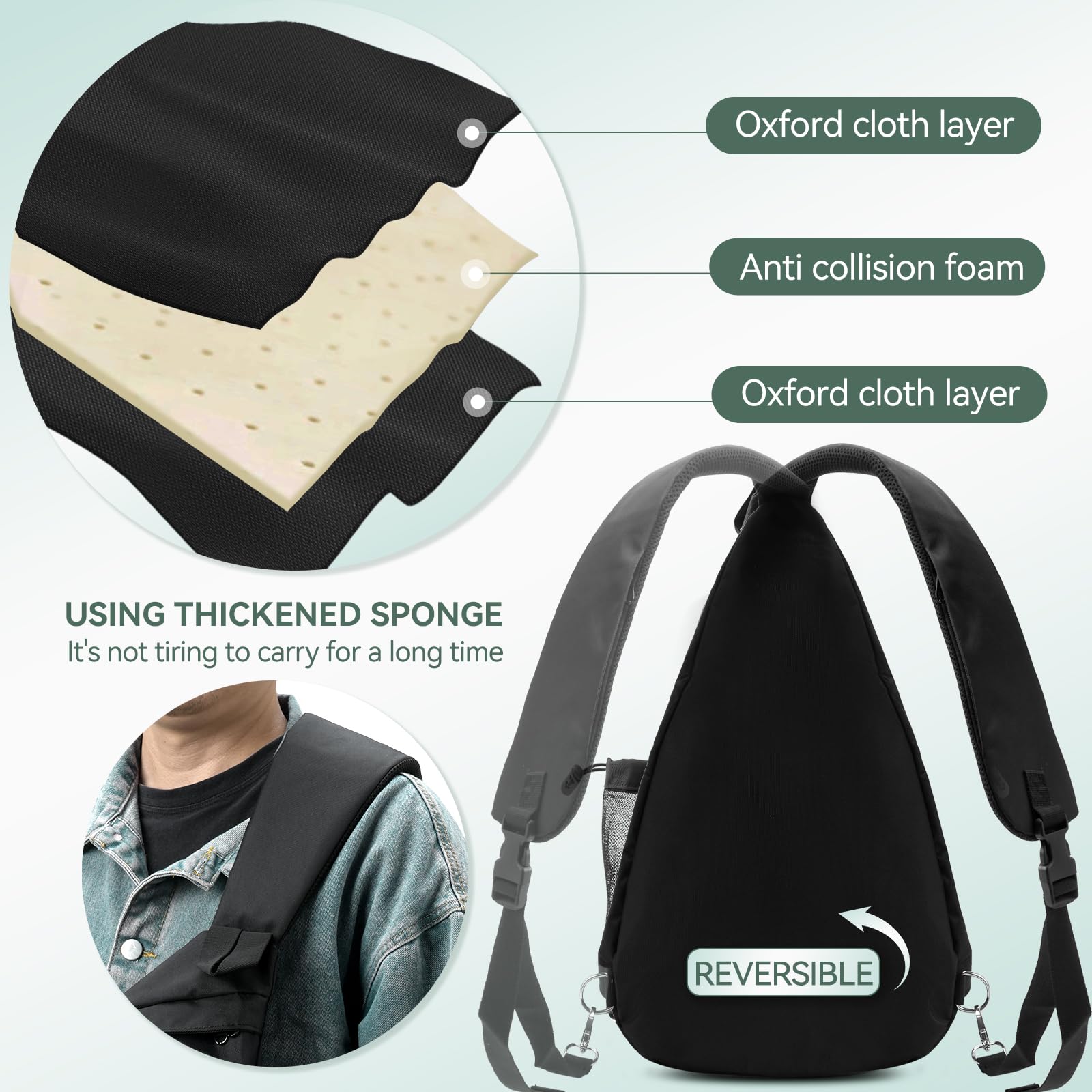 Storvyllf Single Strap Backpack for Men,Travel Mens Sling Bag Black Waterproof Crossbody Bag Women Boy Chest Shoulder Hiking Daypacks