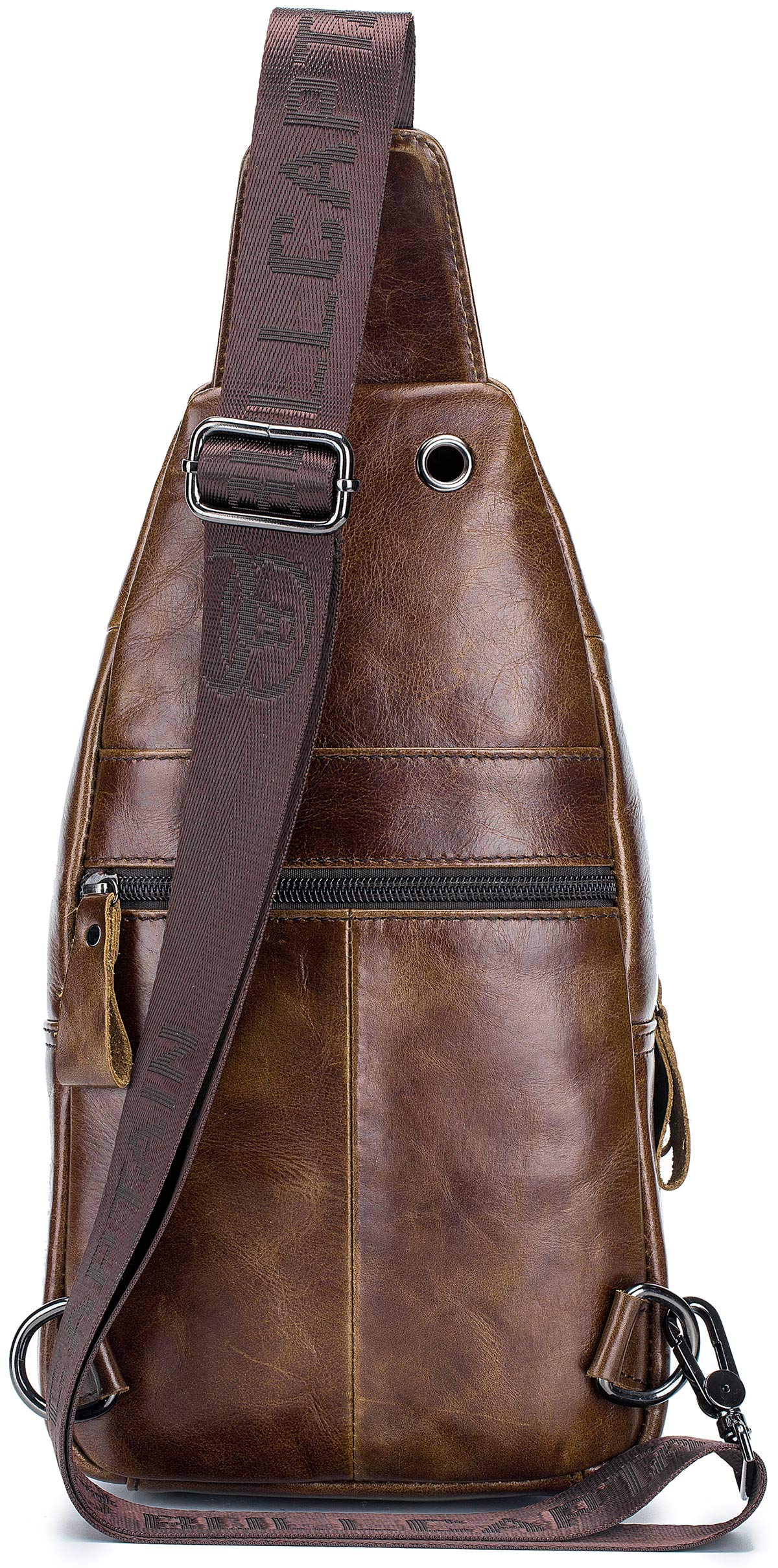 Leather Sling Bag for Men,Casual Crossbody Shoulder Backpack Travel Chest Bag